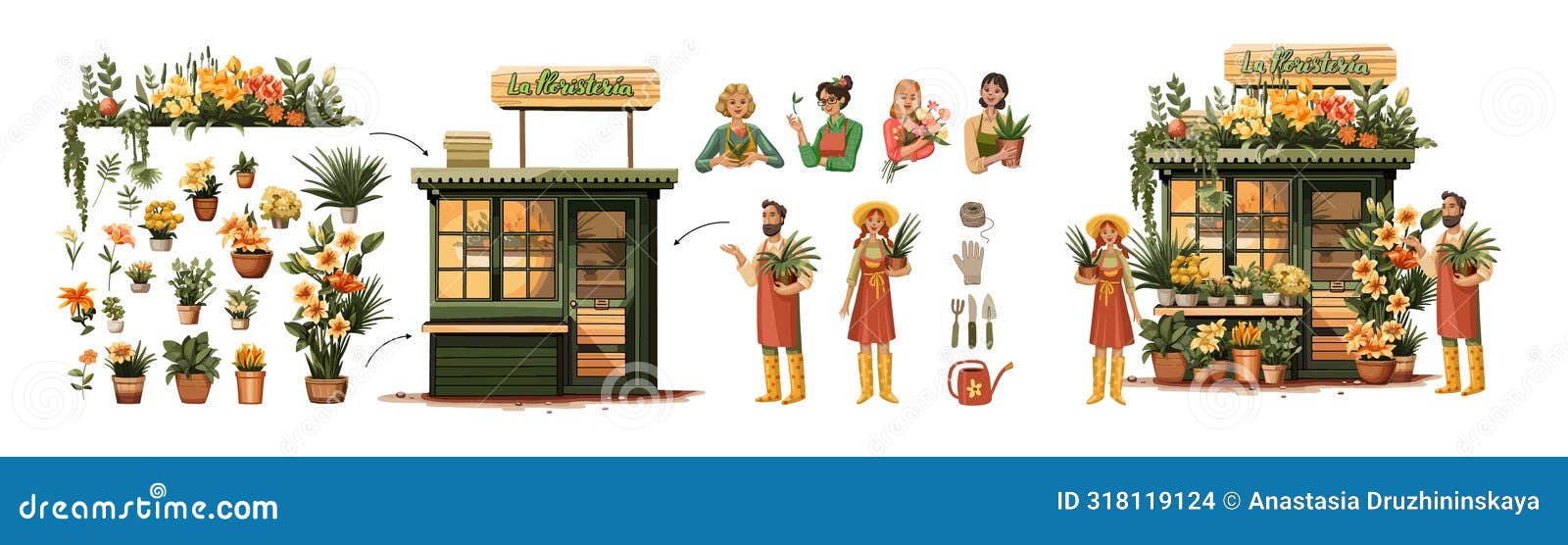 Flower shop, coloring game stock vector. Illustration of decoration ...