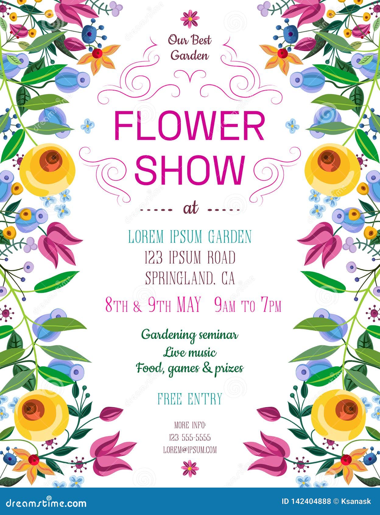 Flower Show Announcing Poster Template. Stock Vector - Illustration of ...