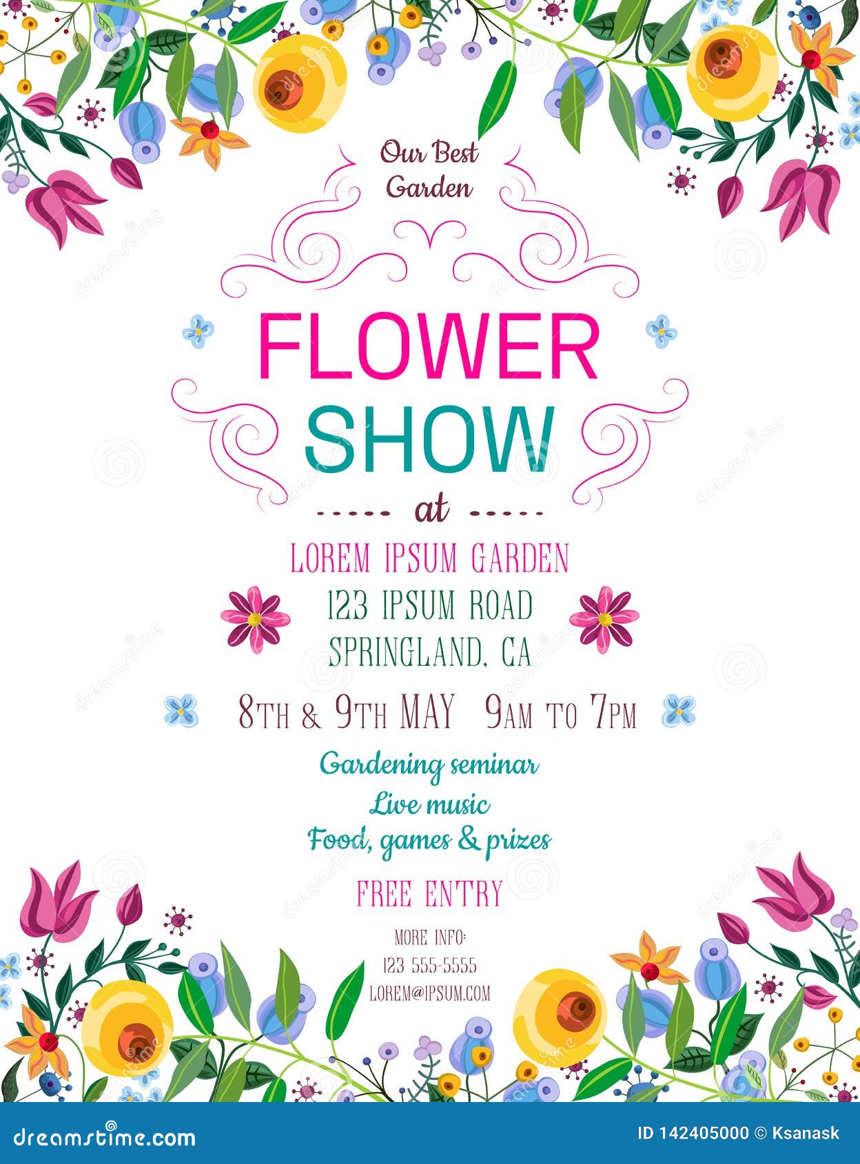 Flower Show Announcing Poster Template. Stock Vector - Illustration of ...