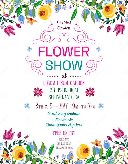 Flower Show Announcing Poster Template. Stock Vector - Illustration of ...