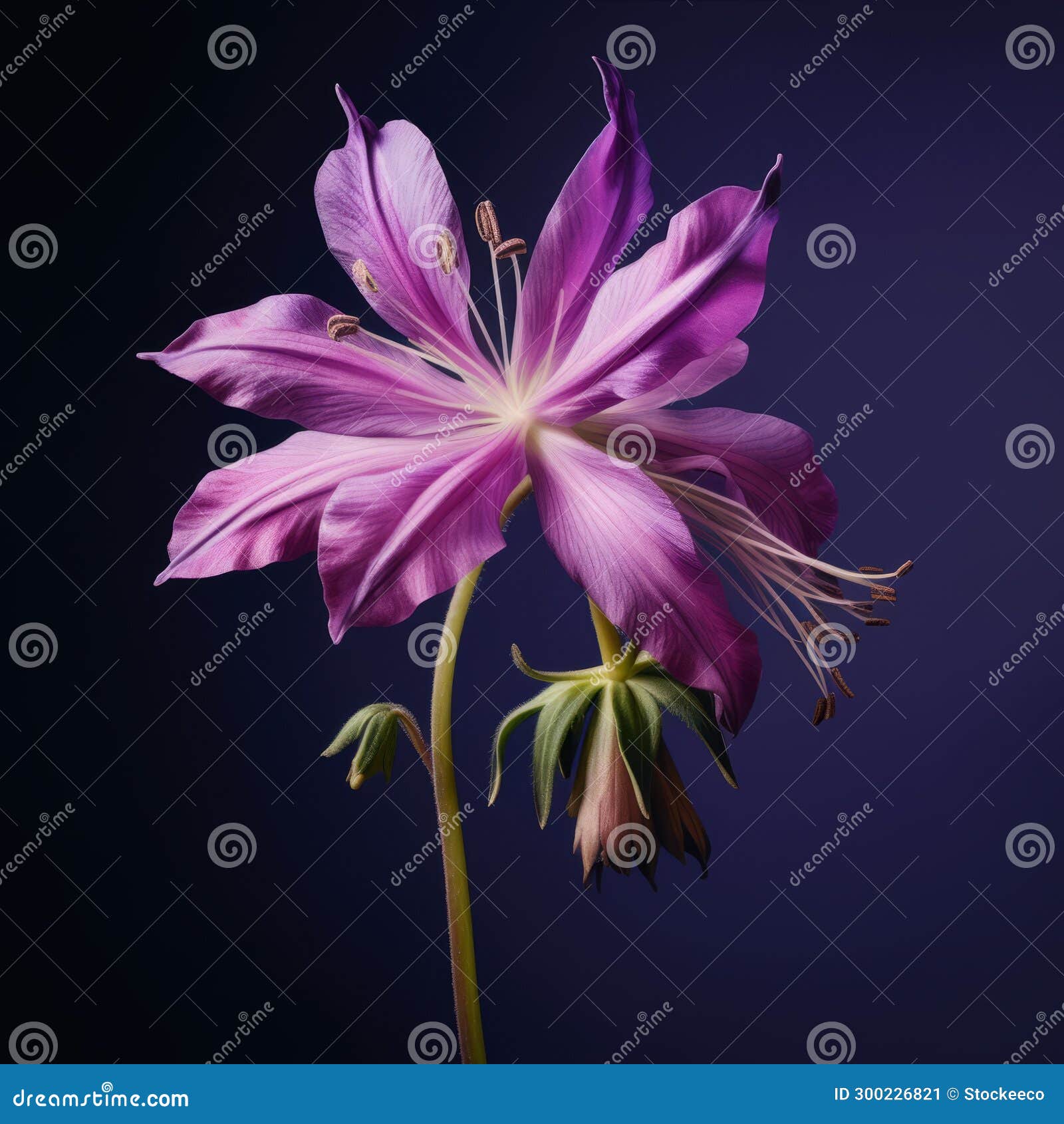 Graceful Balance: Hyperrealistic Purple Flower in Nature-inspired ...