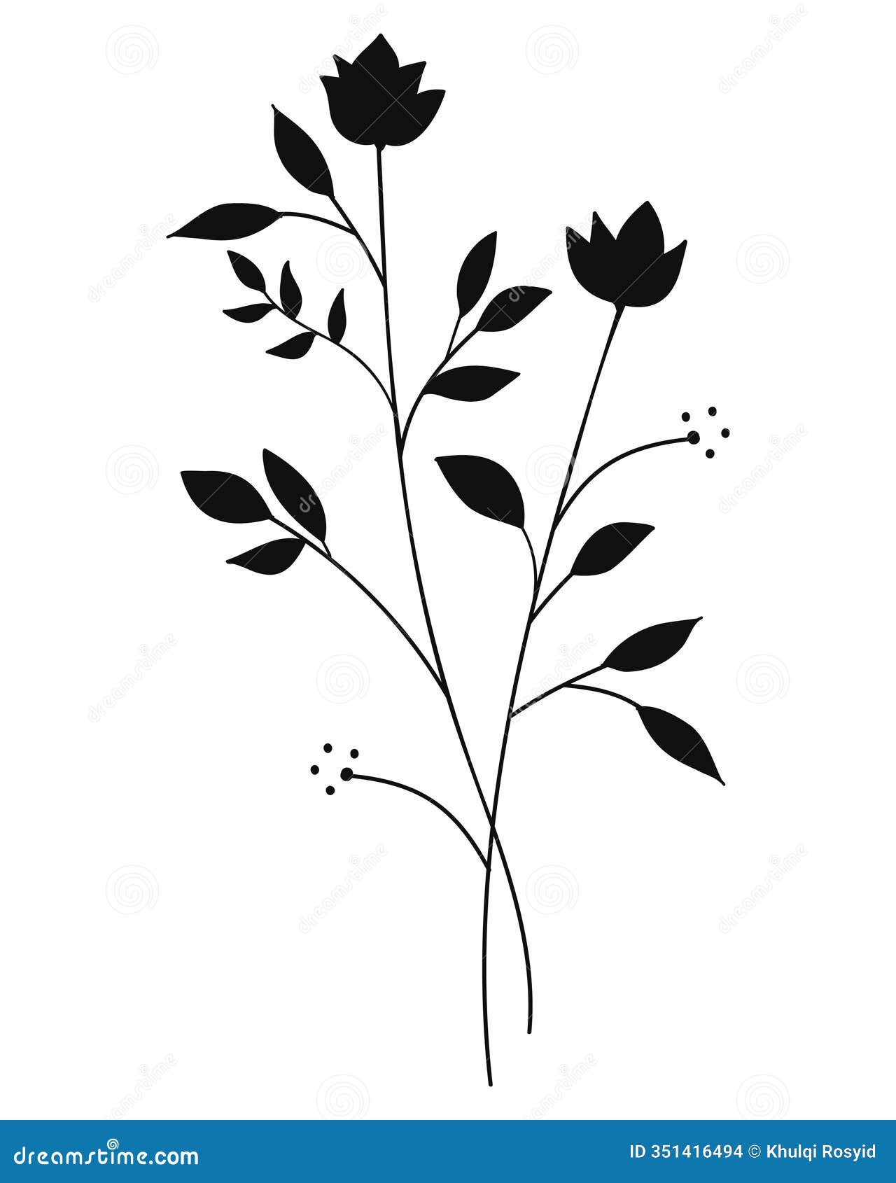 Flower Silhouette Botany Floral Plants Element Stock Vector ...