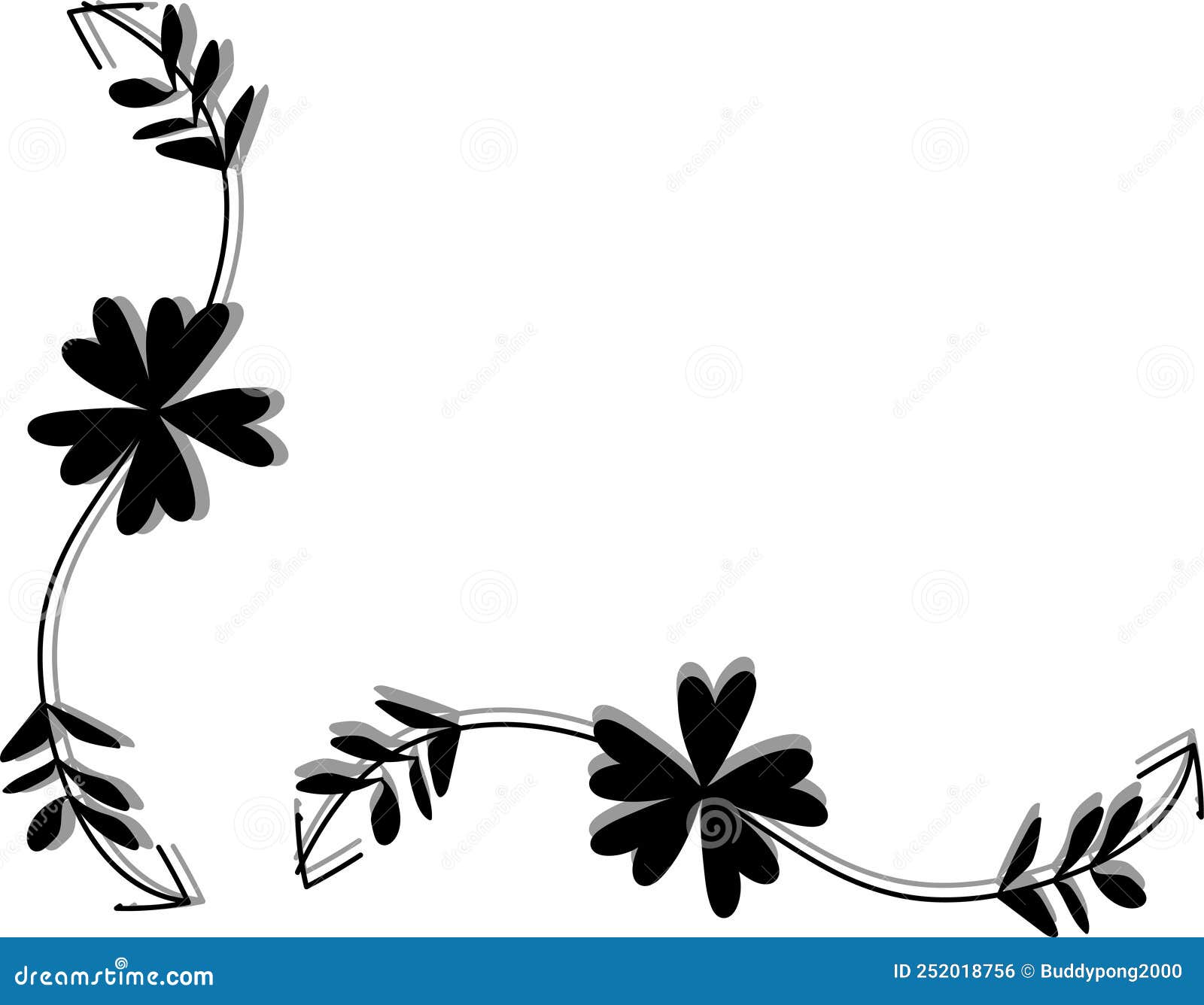 Flower Silhouettes Corner for Decoration Stock Vector - Illustration of ...