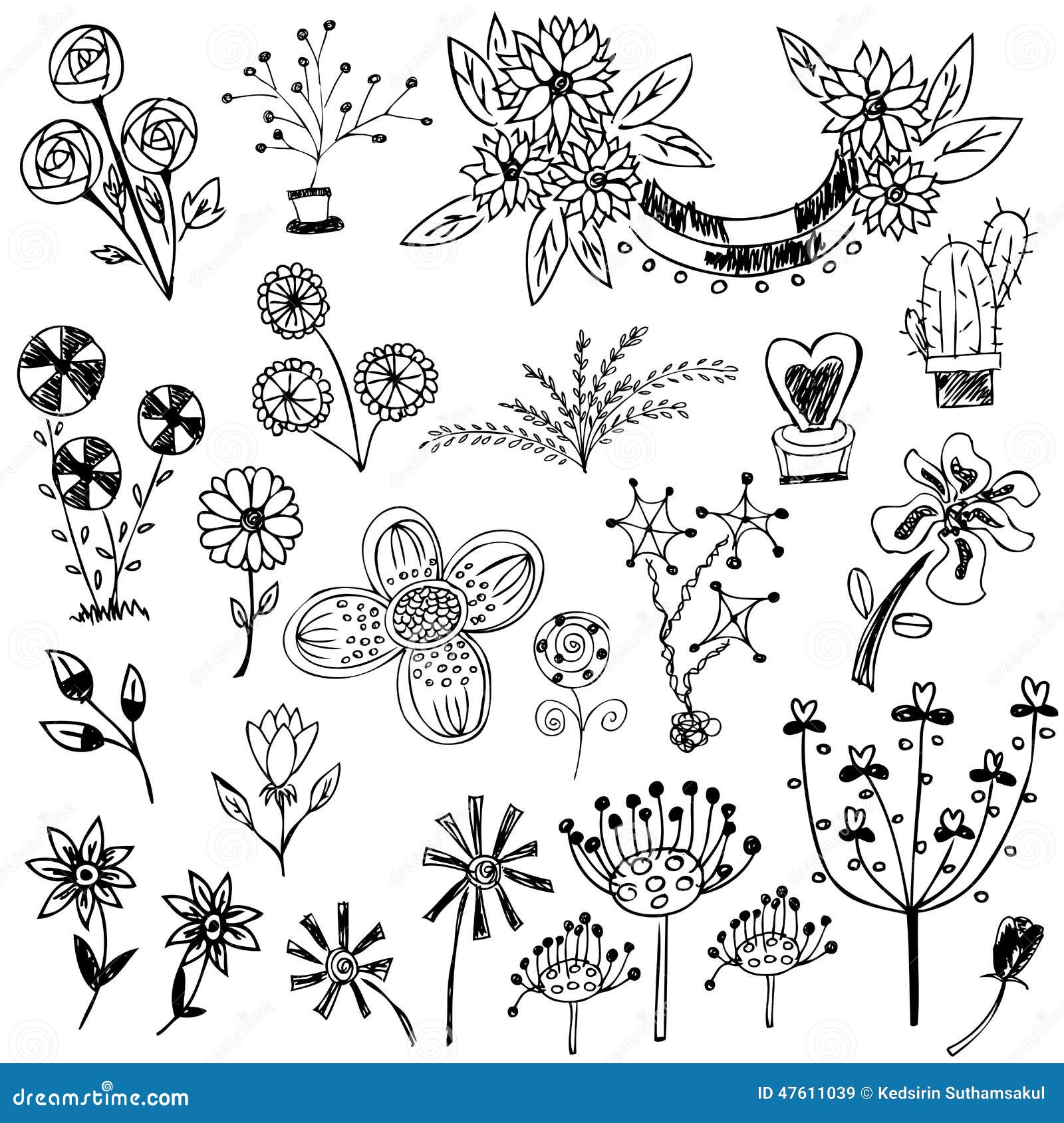 Flower Sketch Sketch Stock Illustrations – 421,956 Flower Sketch Sketch ...