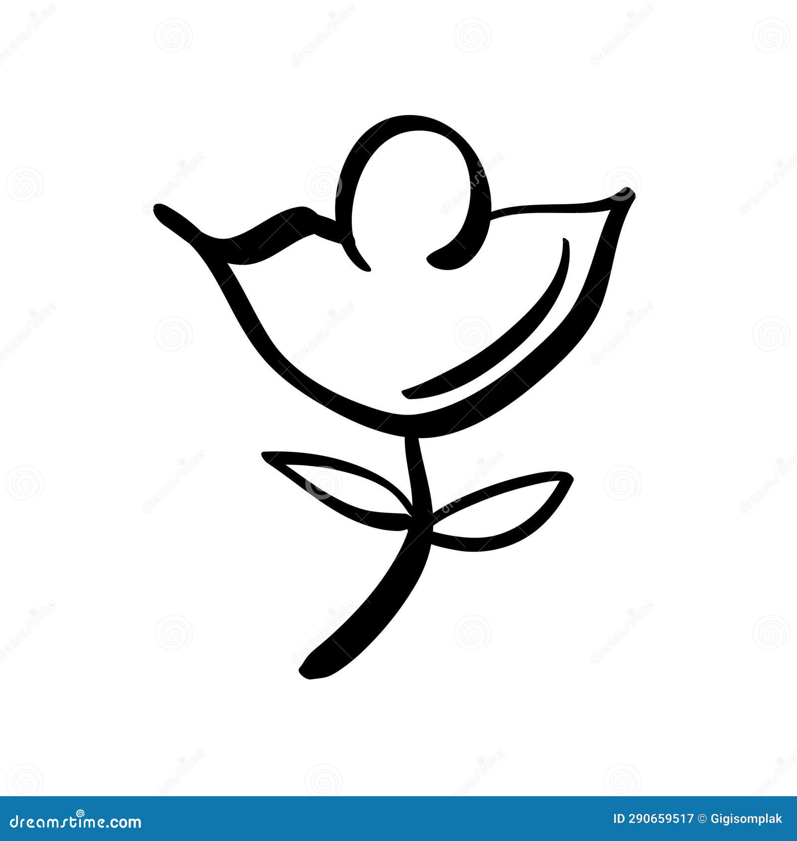 Simple Vector Doodle Hand Draw Sketch Flower Stock Vector ...
