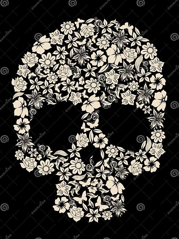 Flower skull vector stock vector. Illustration of death - 10716313