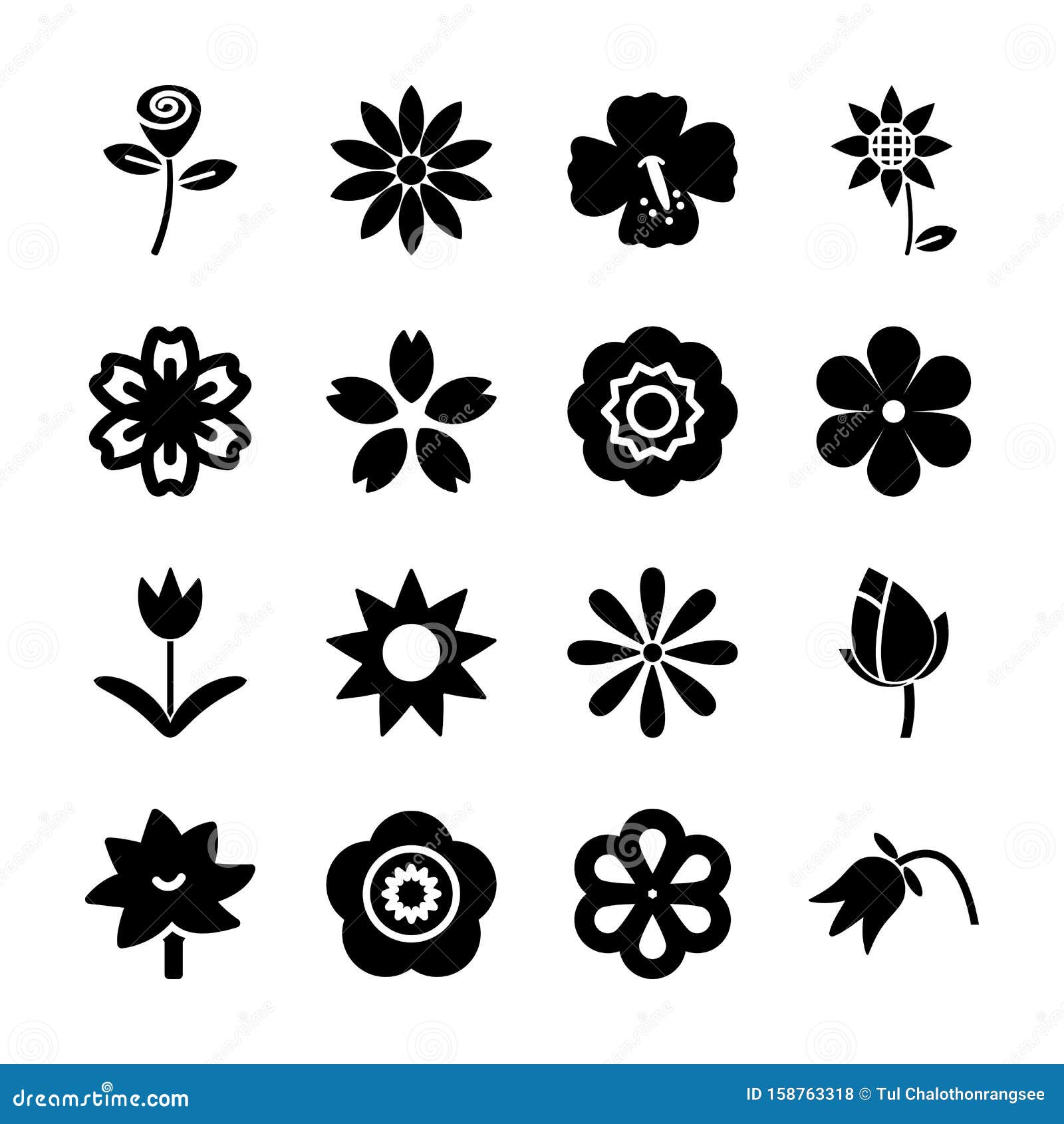Flower solid icon stock vector. Illustration of sign - 158763318