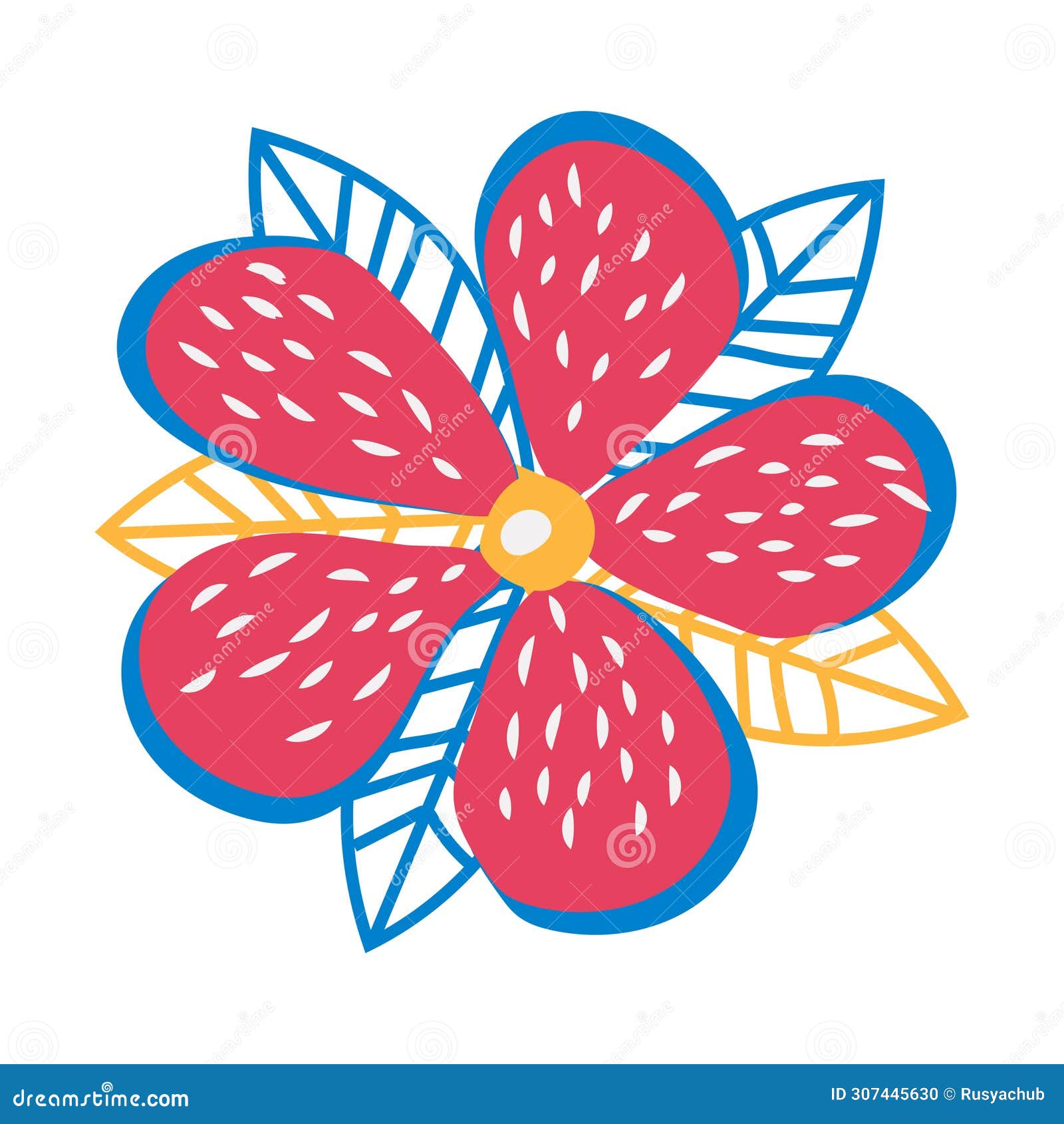 Bright Pink Spotted Flower Isolated on White Background. Stock Vector ...
