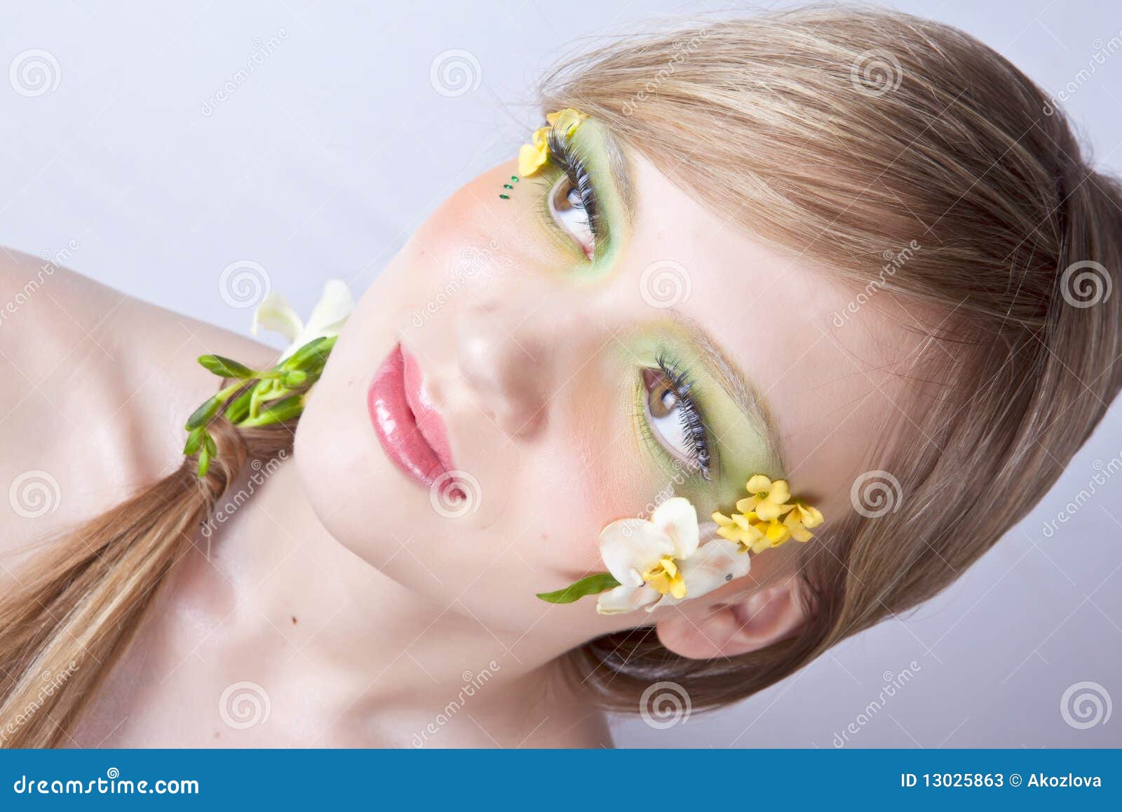 Flower Spring Face Art Portrait Stock Image - Image of design, lady ...