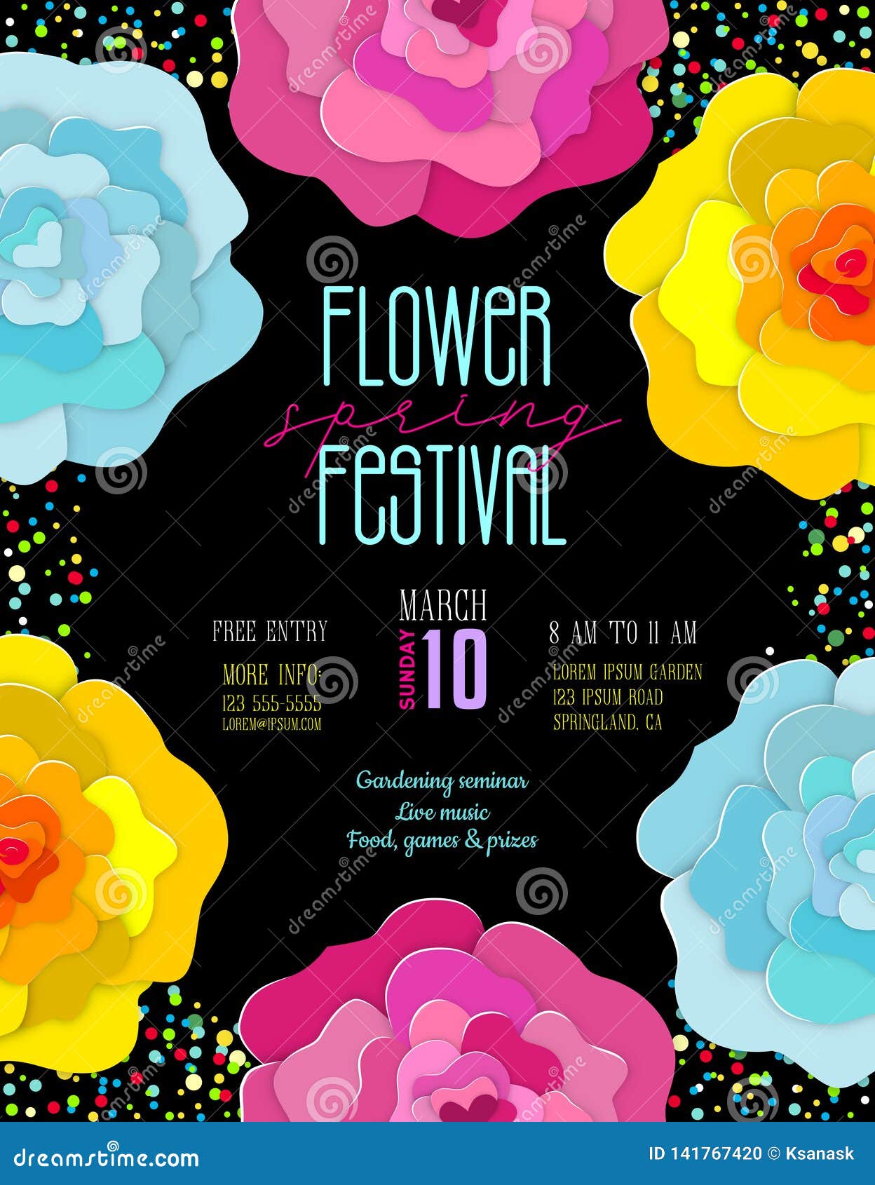 Flower Spring Festival Creative Poster Template. Stock Vector ...