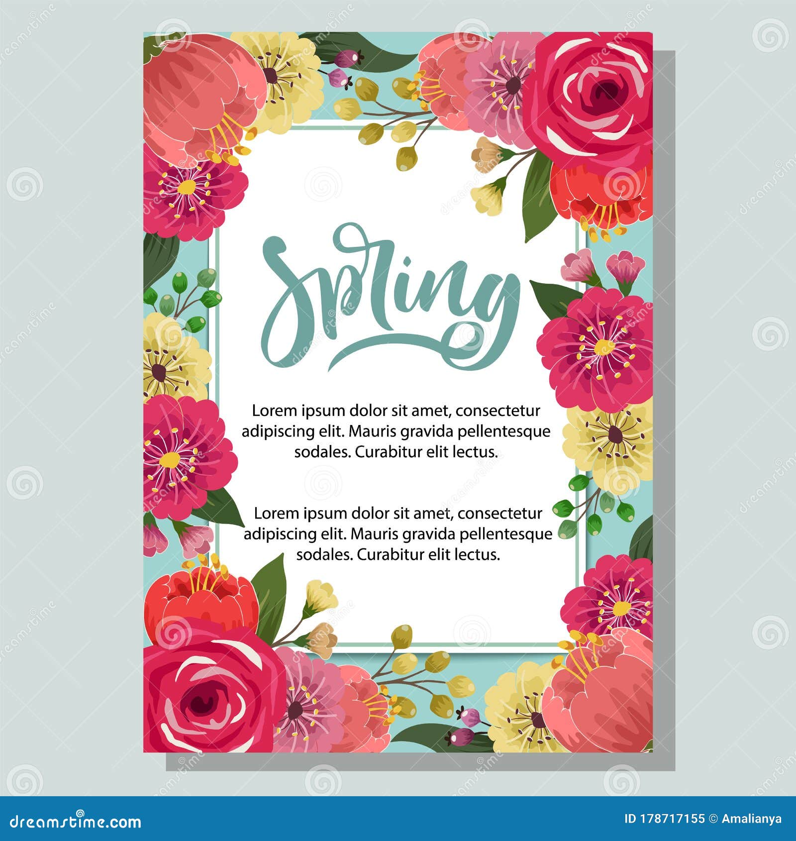 Flower Spring Poster Rose Arrangement Stock Vector - Illustration of ...