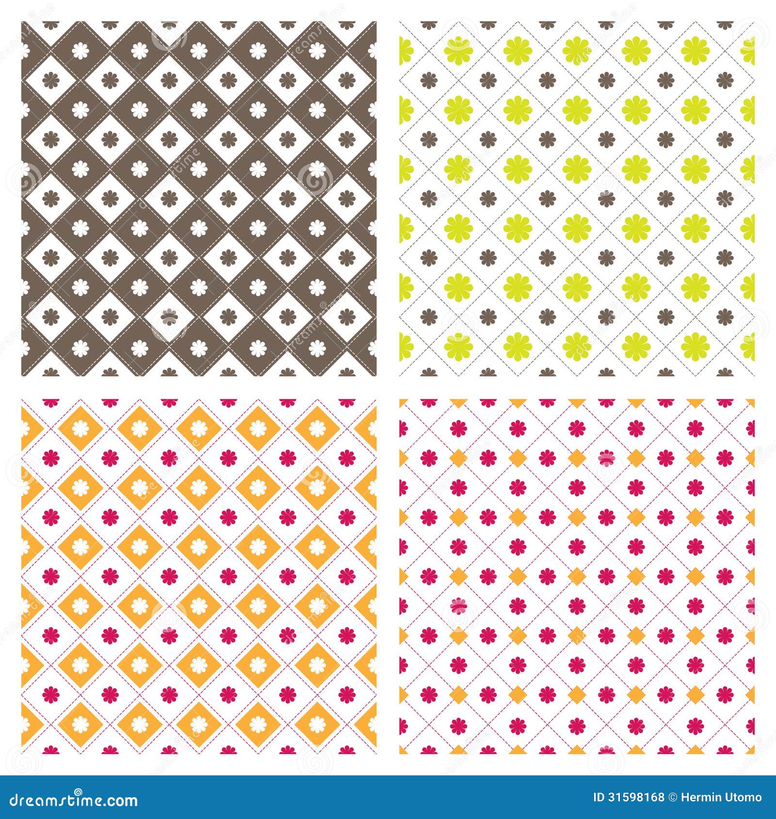 Flower Square Seamless Pattern Background Stock Vector - Illustration ...