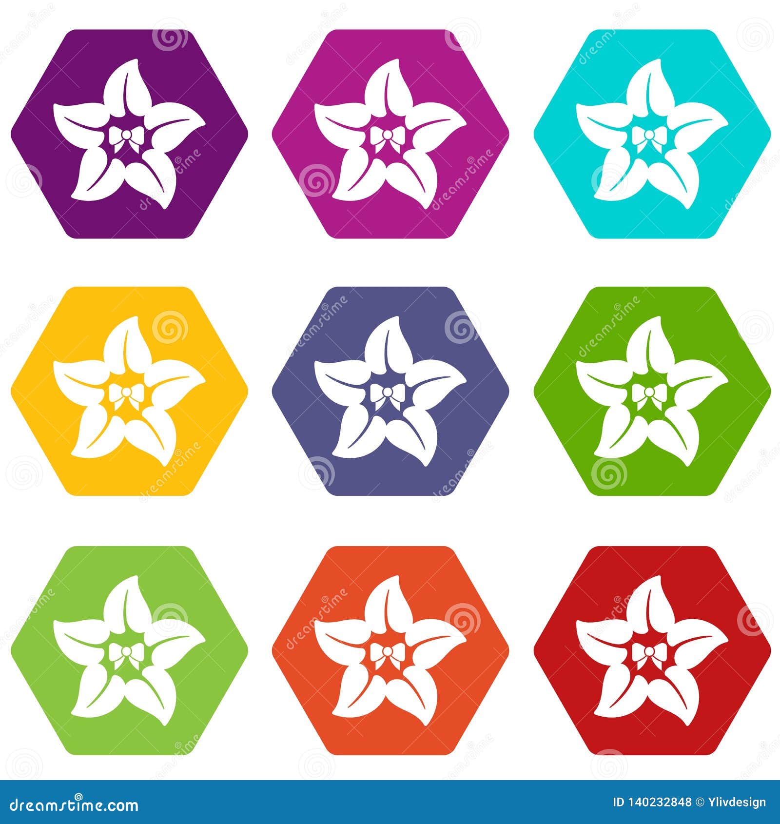 Flower Star Icons Set 9 Vector Stock Vector - Illustration of luxury ...