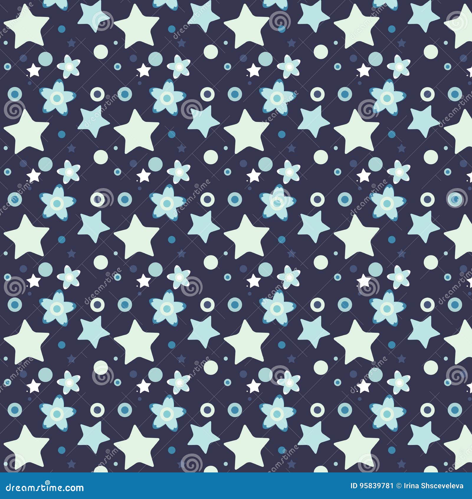 Flower and Star. Vector Pattern Stock Vector - Illustration of floral ...