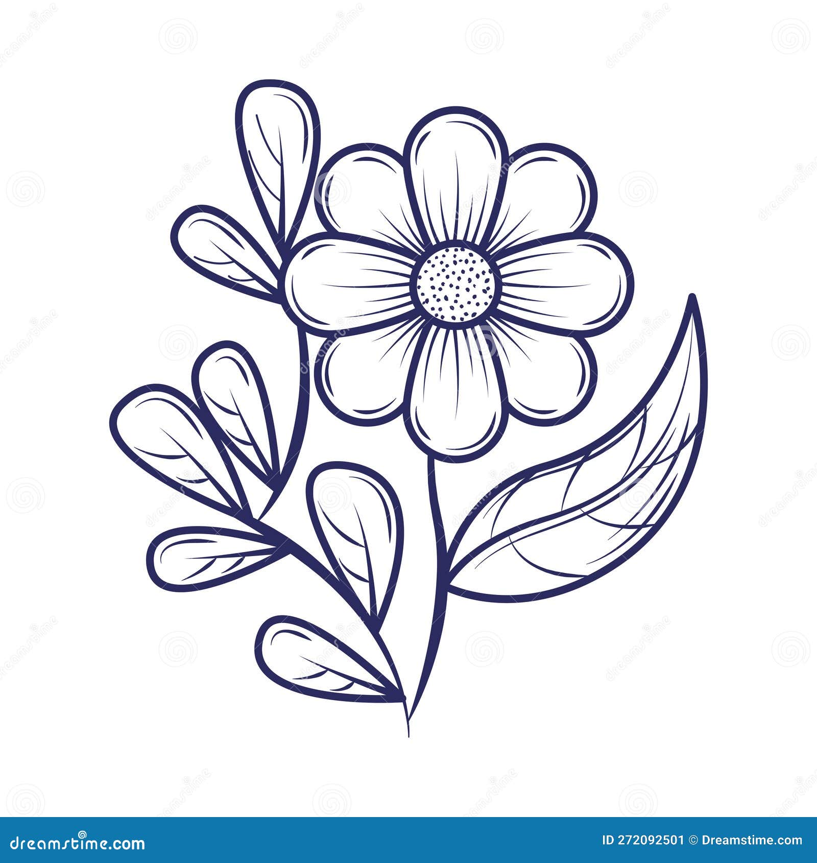 Flower stem doodle stock vector. Illustration of botany - 272092501