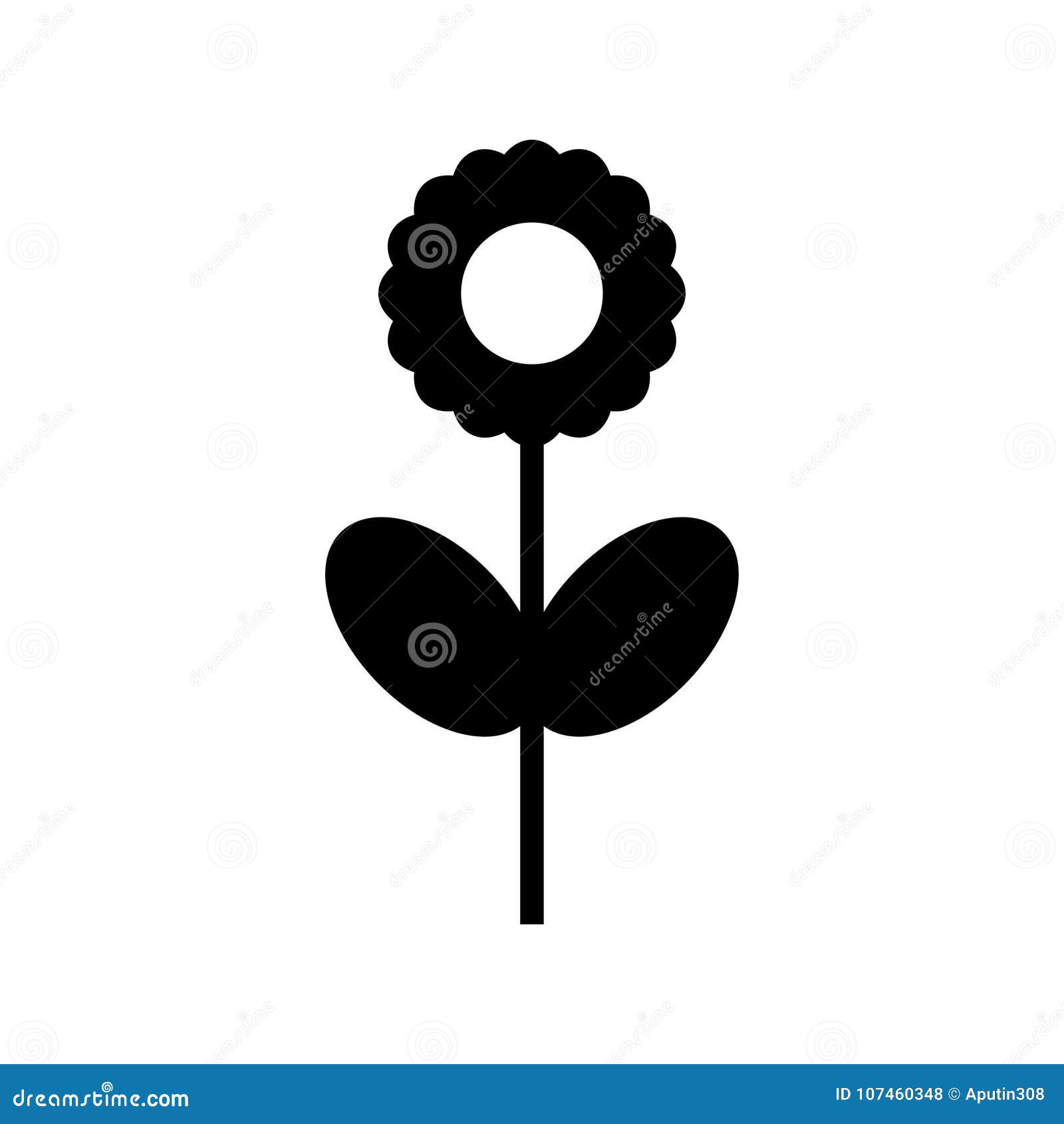 Flower on the Stem with Leaves. Sprout Vector Icon Stock Vector ...