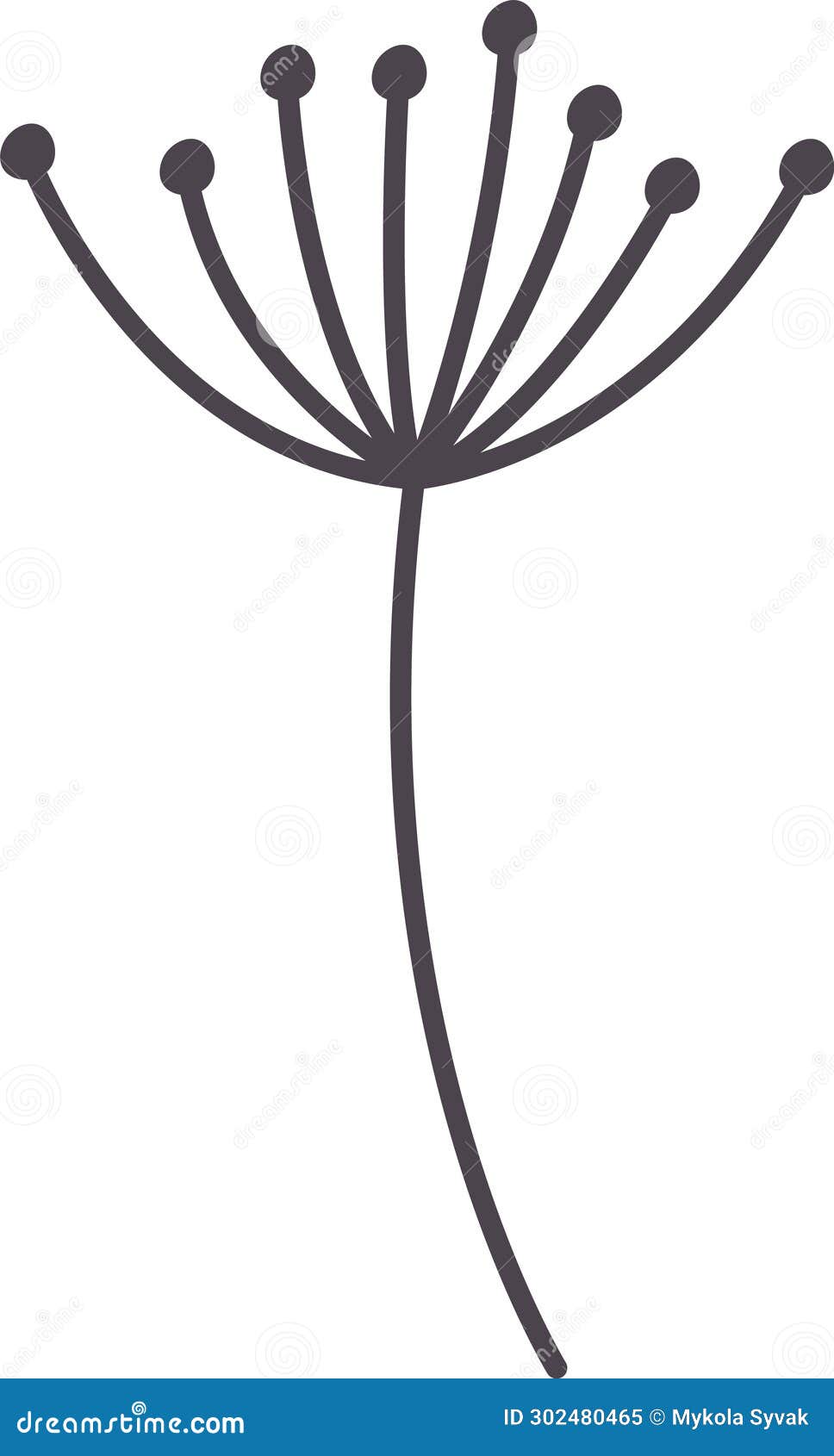 Stem With Outline Lagerstroemia Or Crape Myrtle Flowers And Leaves In ...