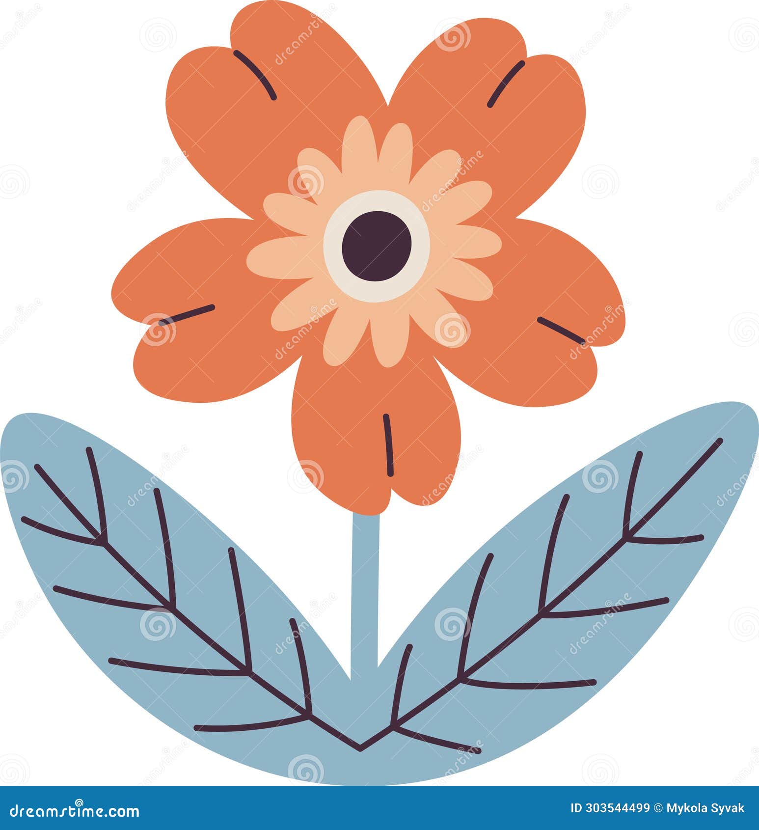 Flower on Stem stock vector. Illustration of vector - 303544499