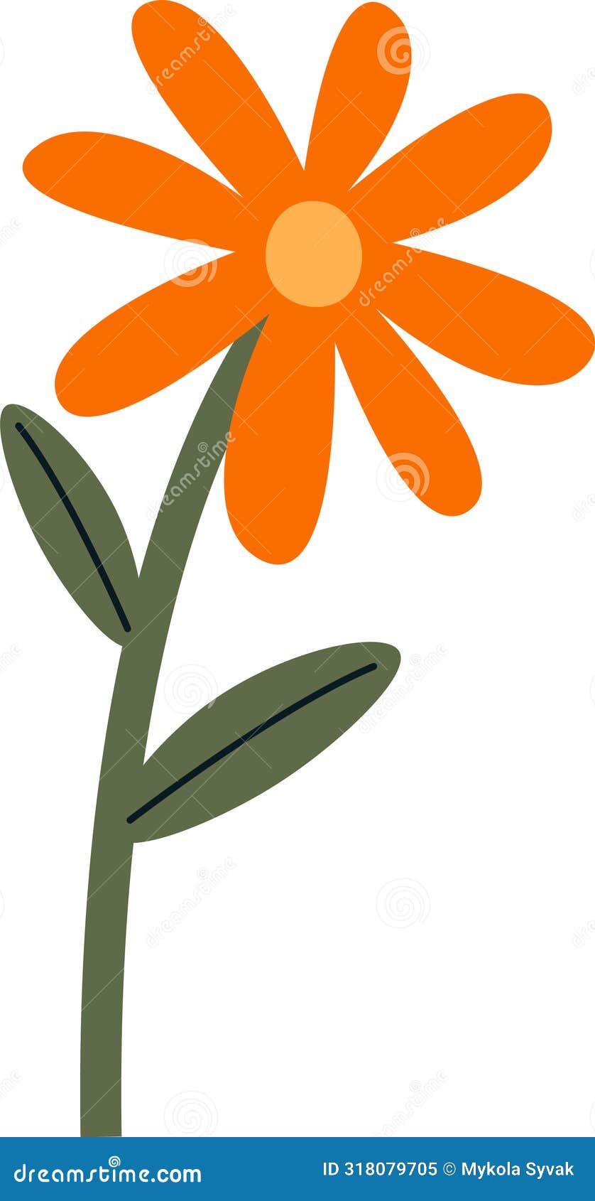 Flower on Stem stock vector. Illustration of stem, flora - 318079705