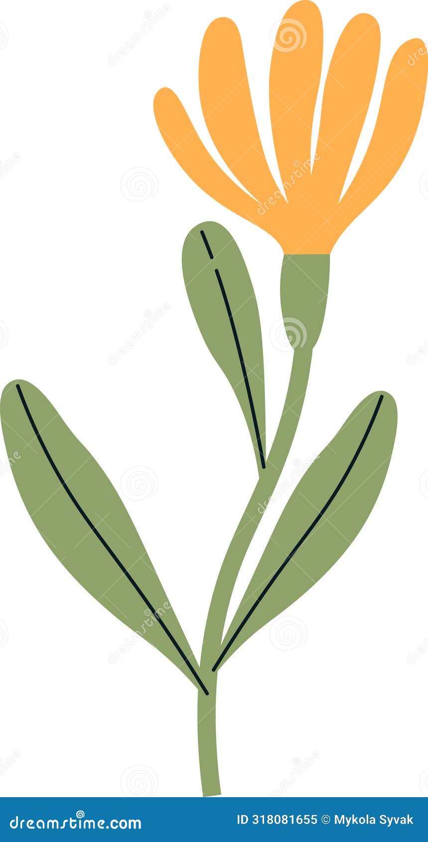 Flower on Stem stock vector. Illustration of blossom - 318081655