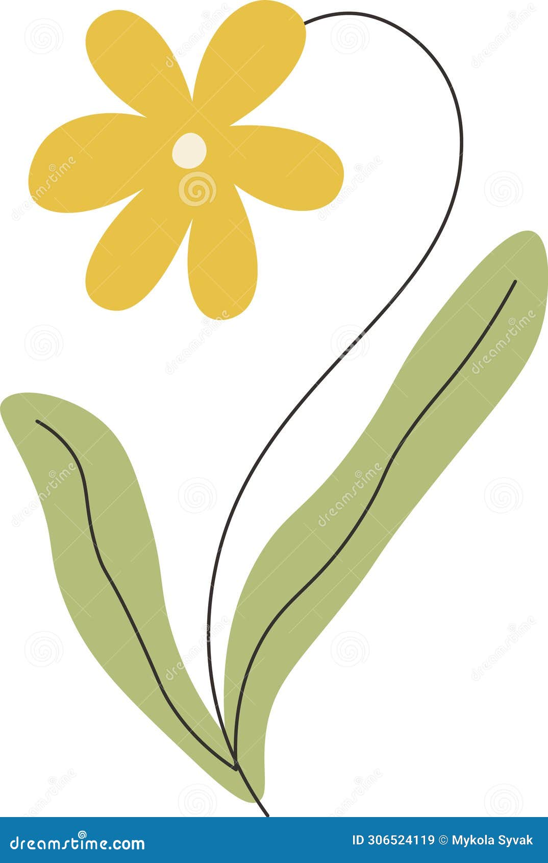 Flower on Stem stock vector. Illustration of decoration - 306524119