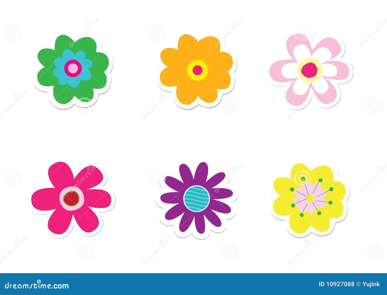 Flower Stickers stock vector. Illustration of cute, ornate - 10927088