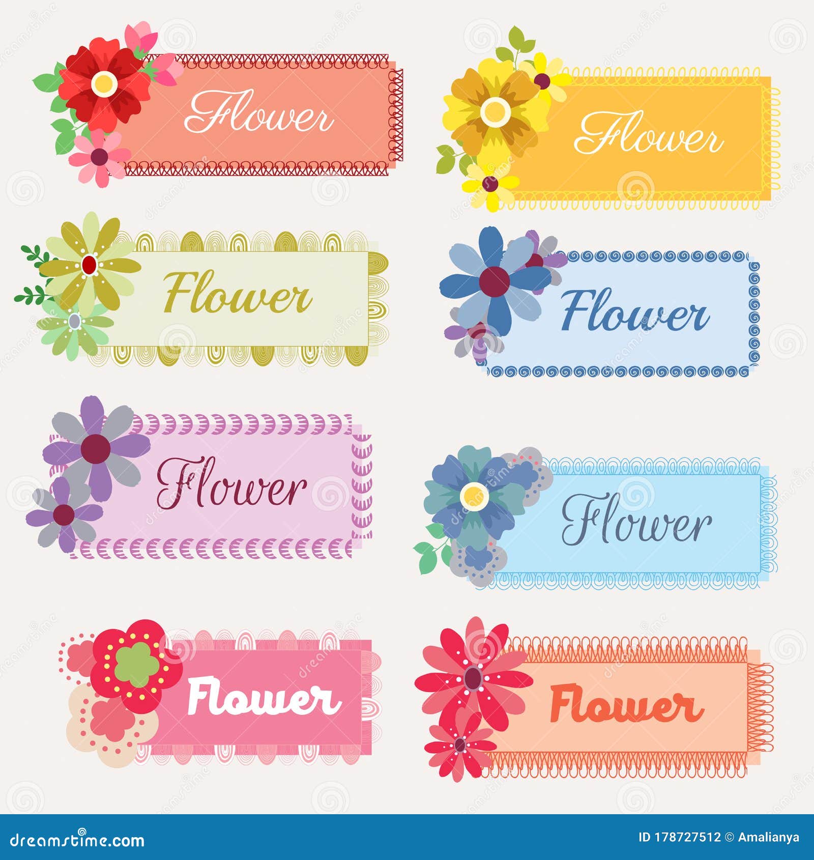 Flower stickers set stock vector. Illustration of wedding - 178727512