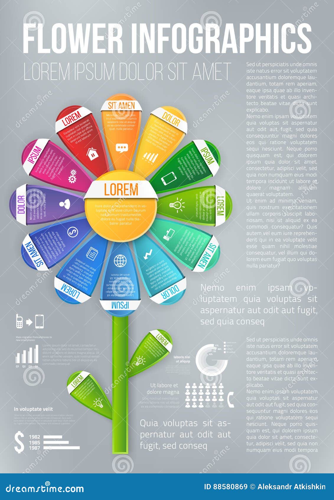 Flower Style Infographic Chart Options Menu Stock Vector - Illustration ...