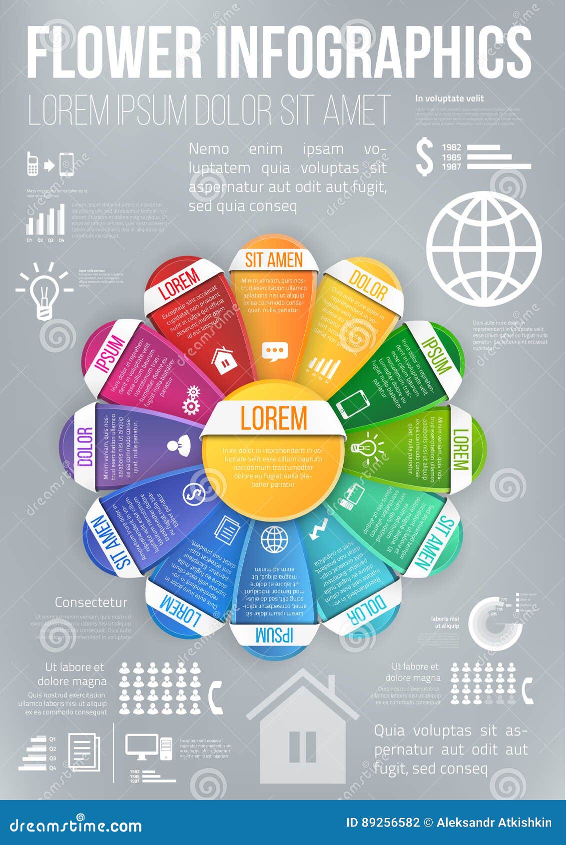 Flower Style Infographic Chart Options Menu Stock Vector - Illustration ...