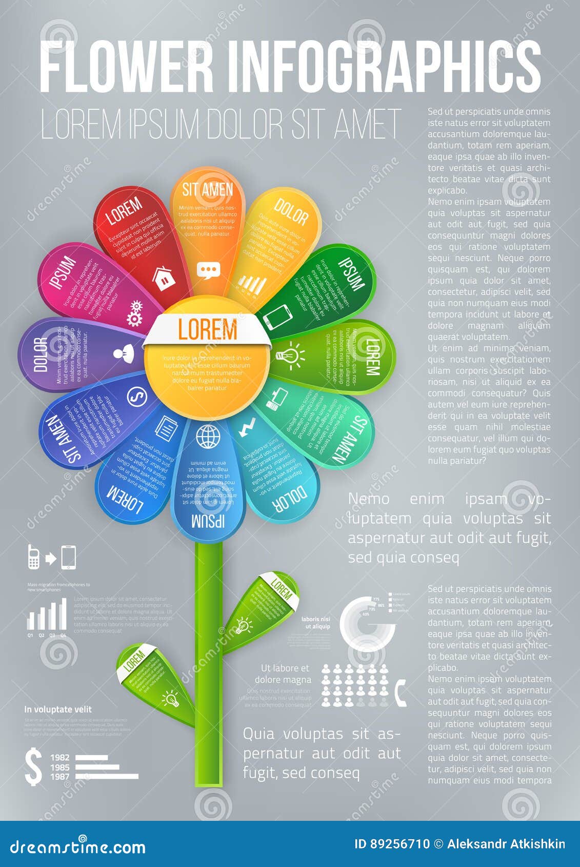 Flower Style Infographic Chart Options Menu Stock Vector - Illustration ...