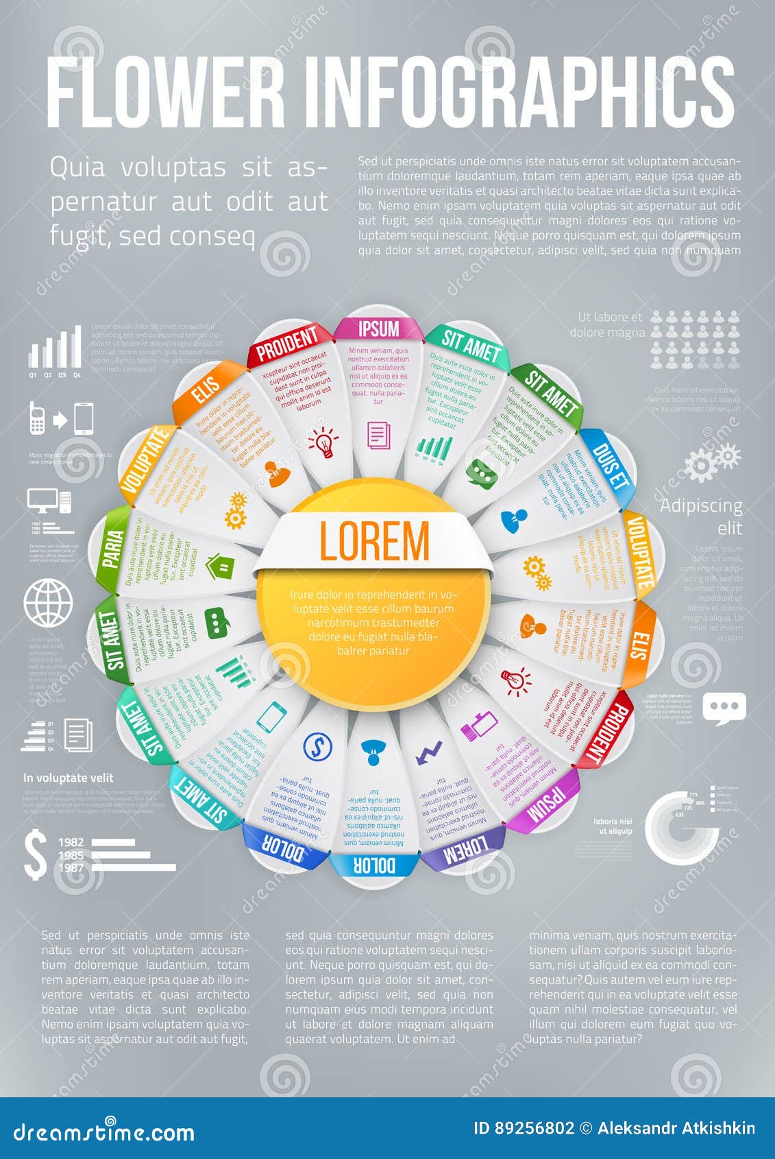 Flower Style Infographic Chart Options Menu Stock Vector - Illustration ...