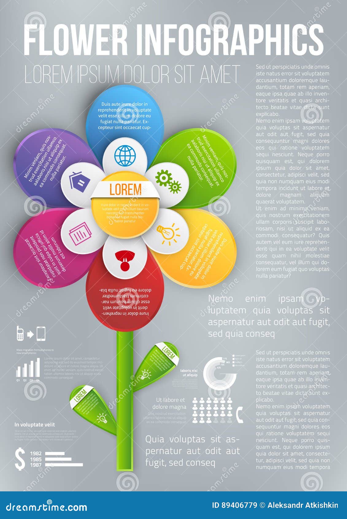 Flower Style Infographic Chart Options Menu Stock Vector - Illustration ...