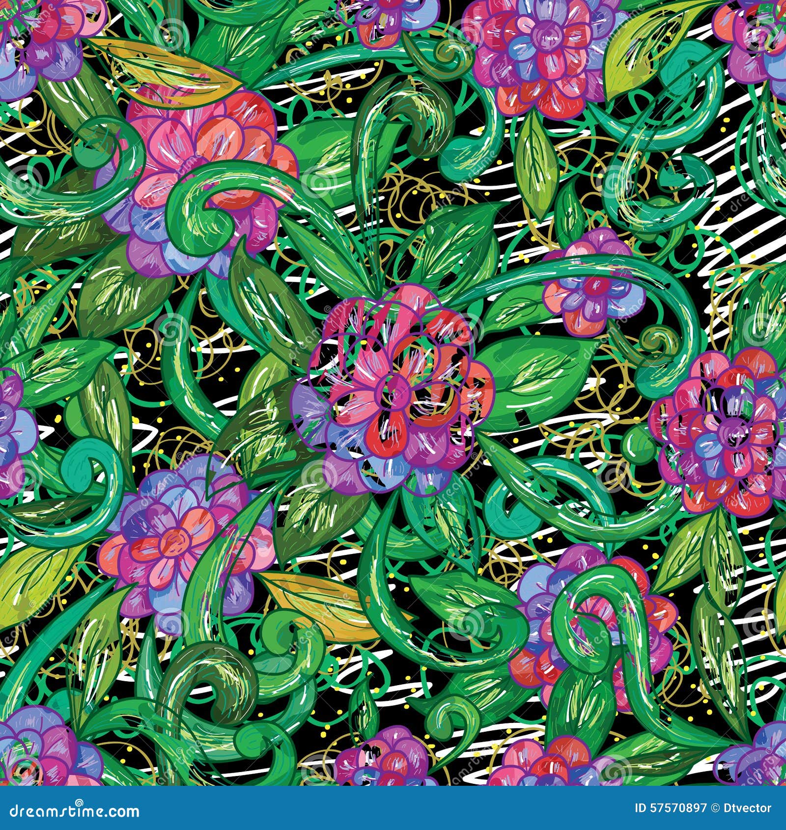 Flower Swirl Design Graphic Seamless Pattern Stock Vector ...