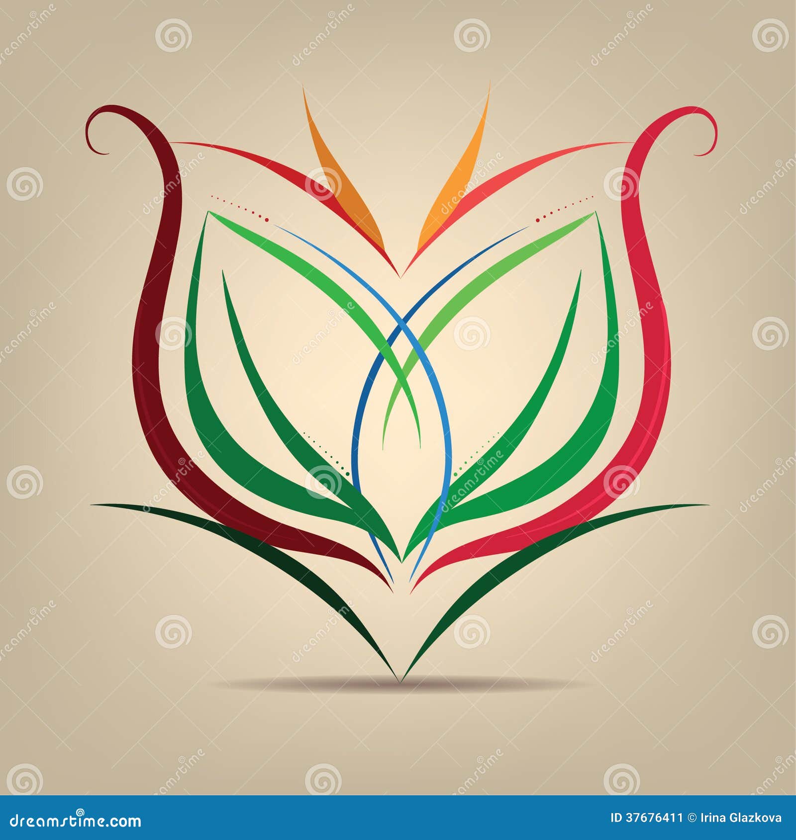 Flower Symbol, Black Silhouettes - Heraldic Symbol. Baroque Style ...