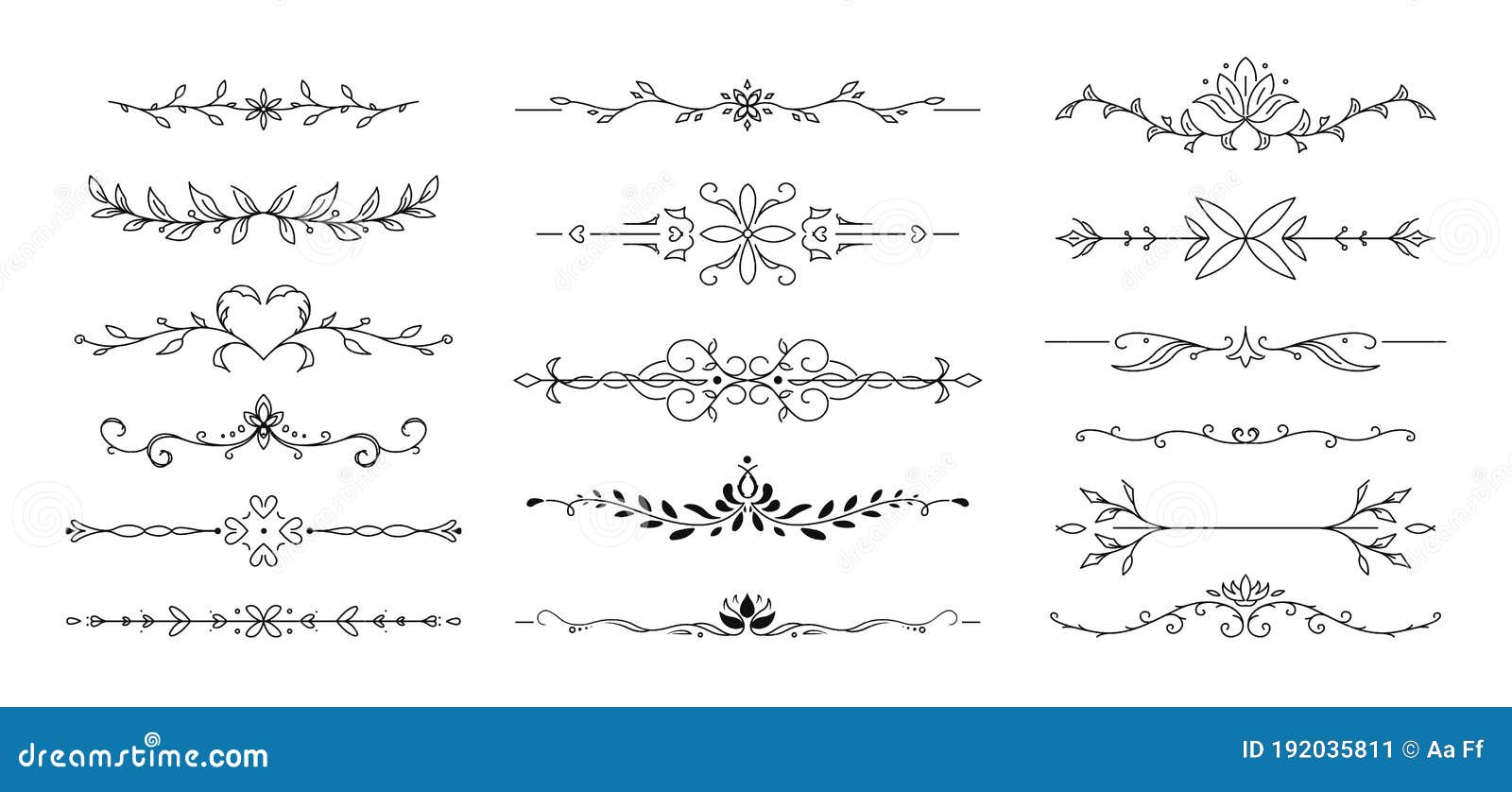 Flower Text Divider Line. Ornamental Divider and Leaves Ornaments Stock ...