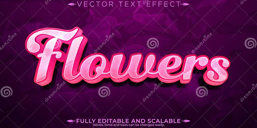 Flower Text Effect, Editable Purple and Bloom Text Style Stock Vector ...