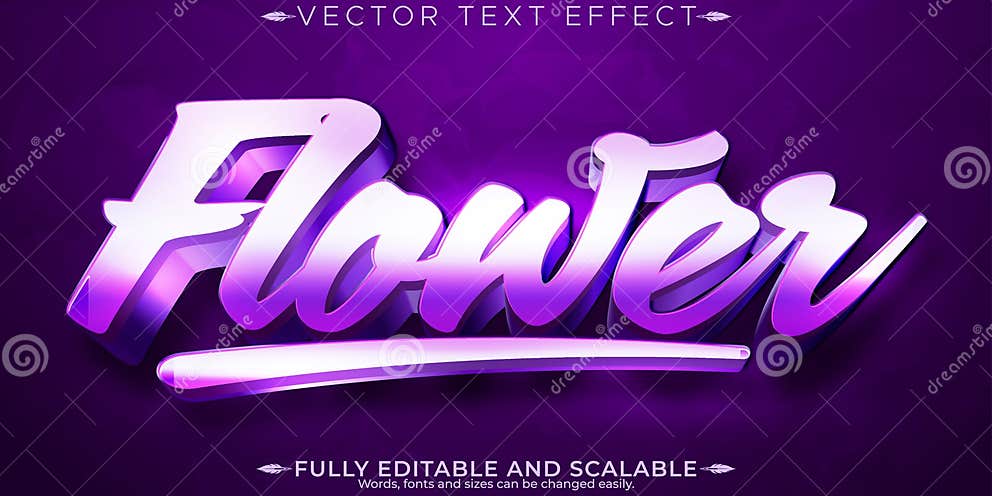 Flower Text Effect, Editable Purple and Bloom Text Style Stock Vector ...