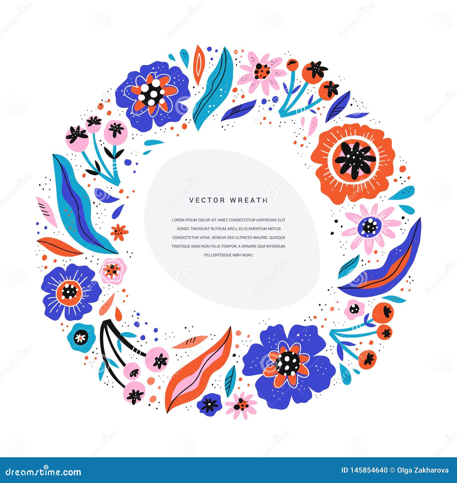 Flower Text Round Border Illustration. Stock Vector - Illustration of ...