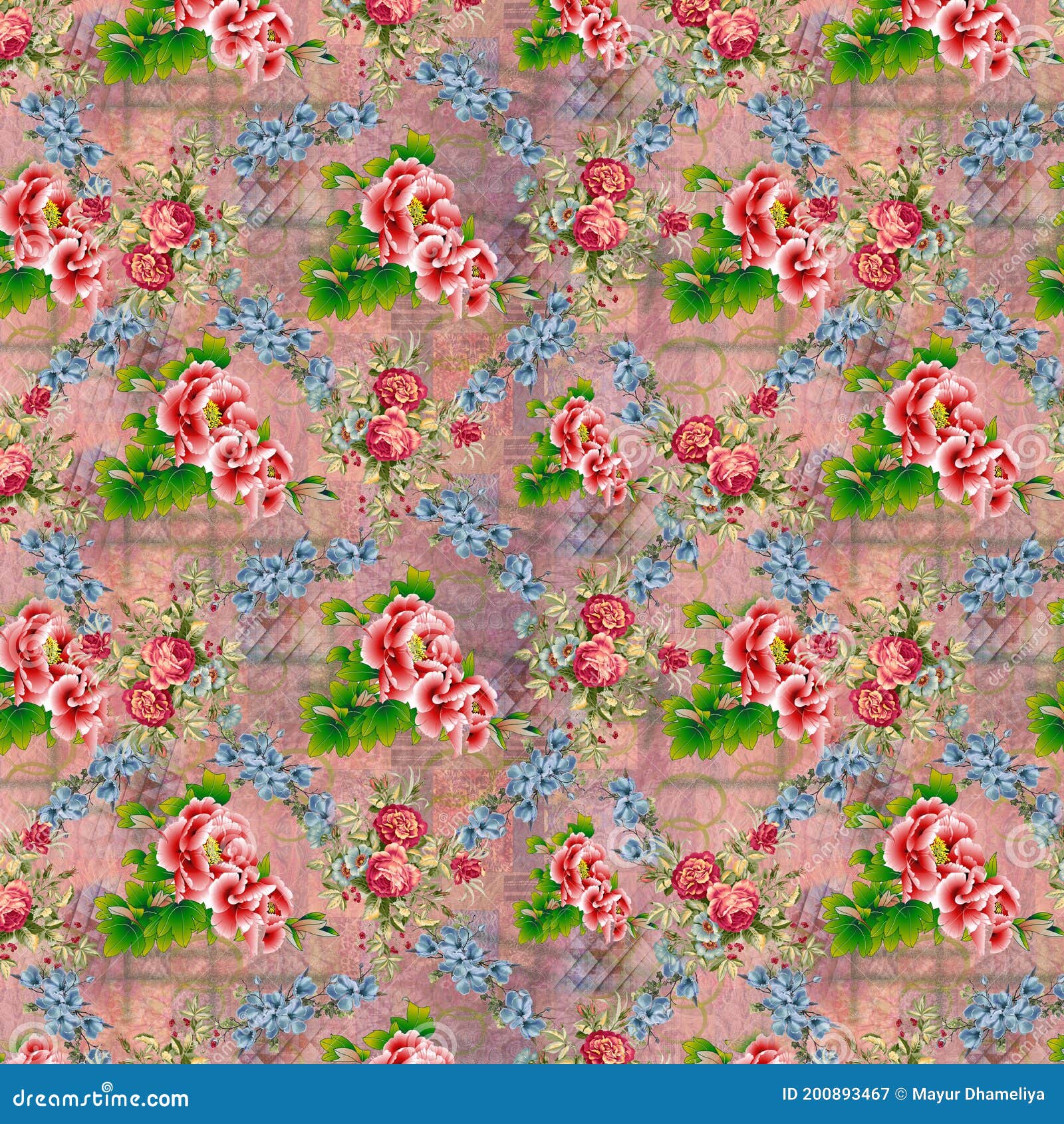 Flower with Texture Beautiful Digital Seamless Pattern Stock ...