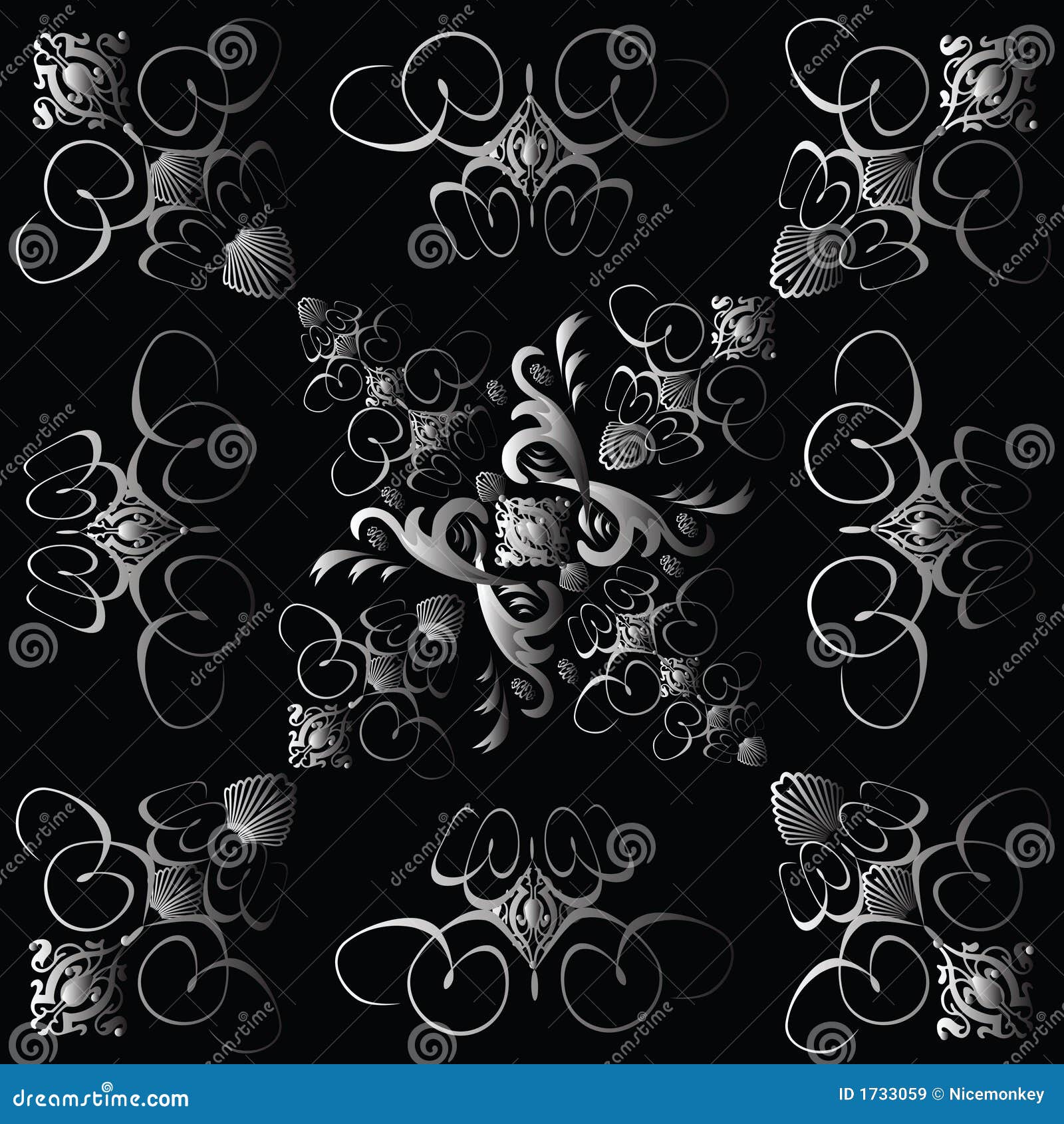 Flower Tile Gothic 4 Gradient Stock Illustration - Illustration of draw ...
