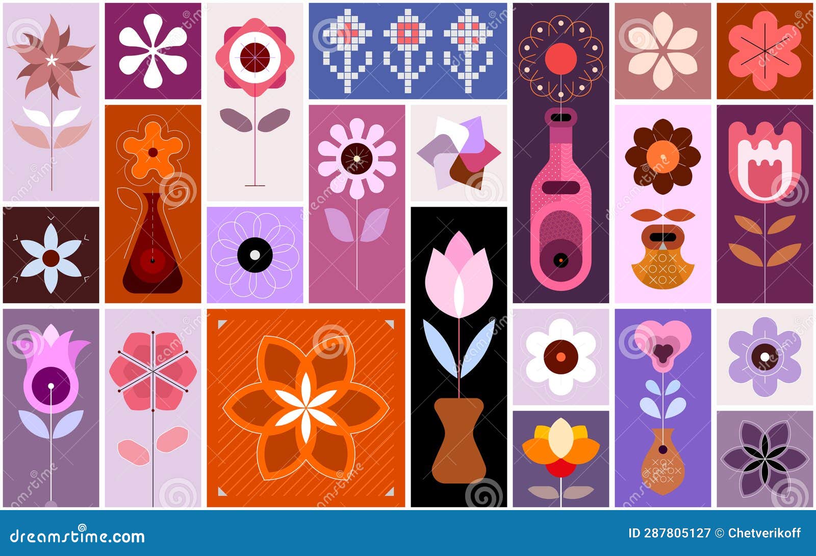 Flower Tileable Design stock vector. Illustration of background - 287805127