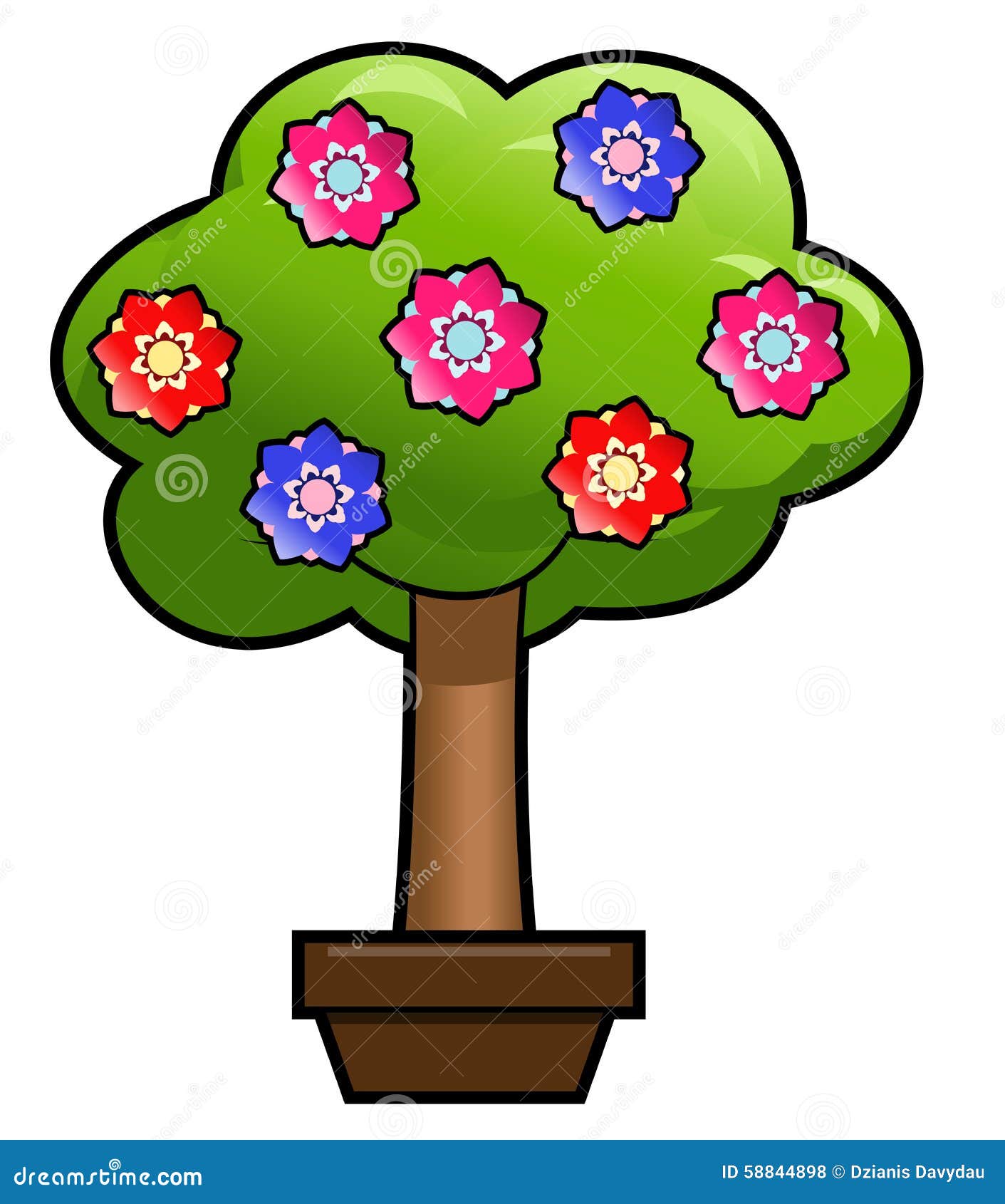 Flower tree stock vector. Illustration of nature, season - 58844898