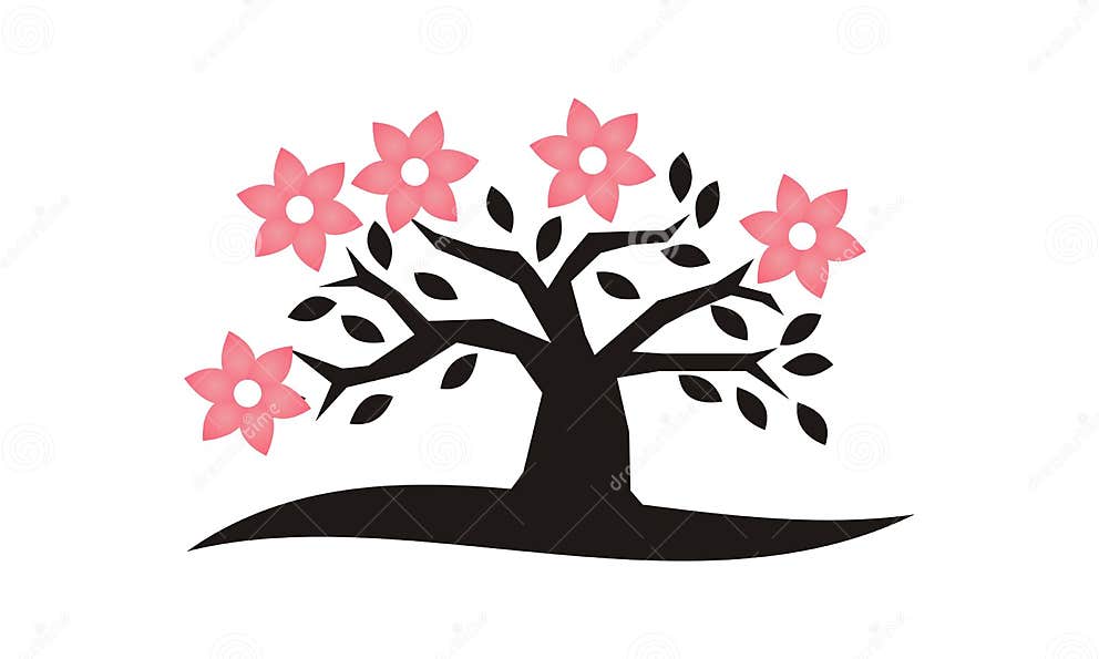 Flower and Tree Logo Design Template Stock Vector - Illustration of ...