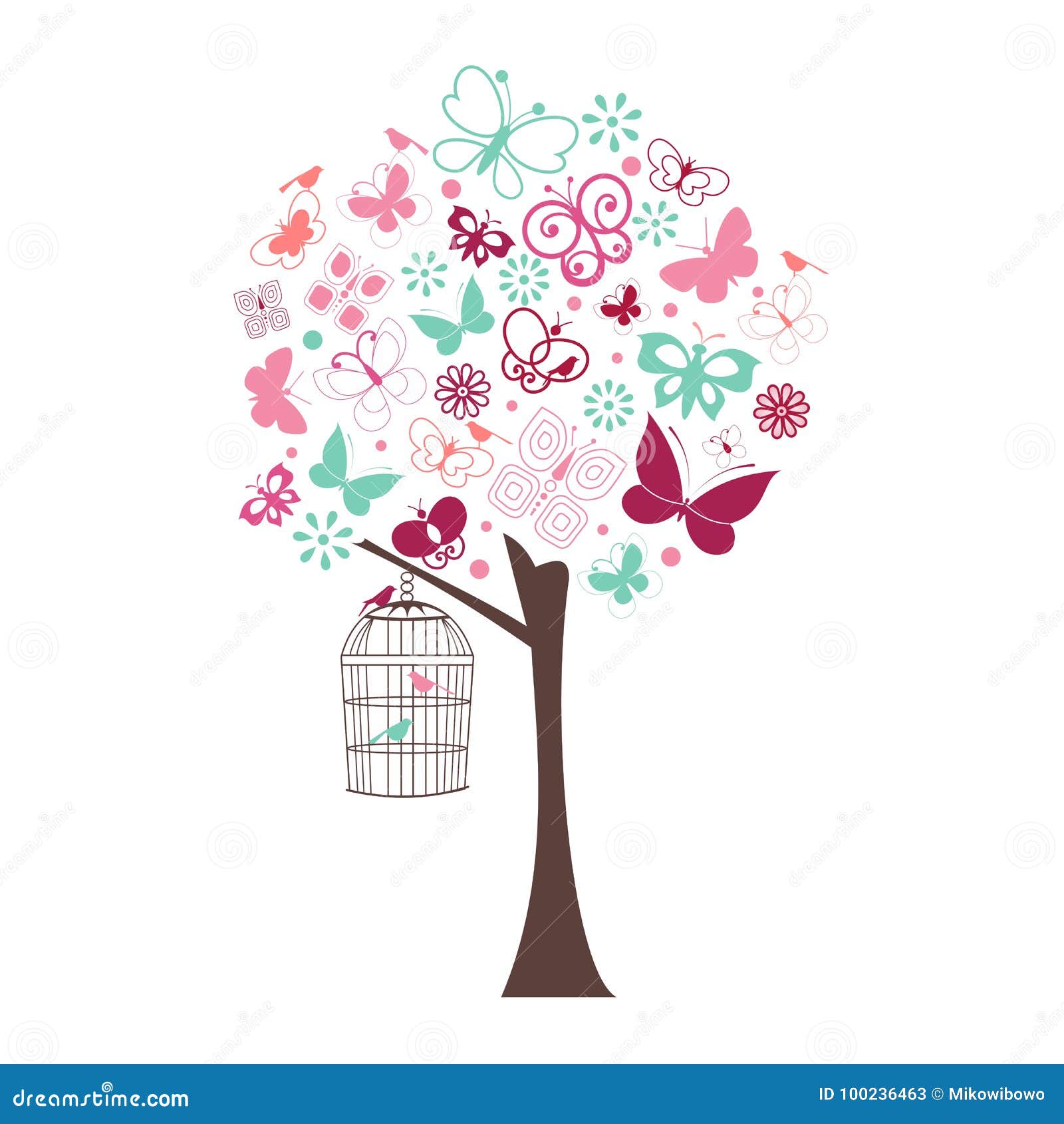 Flower Tree Vector stock illustration. Illustration of flower - 100236463