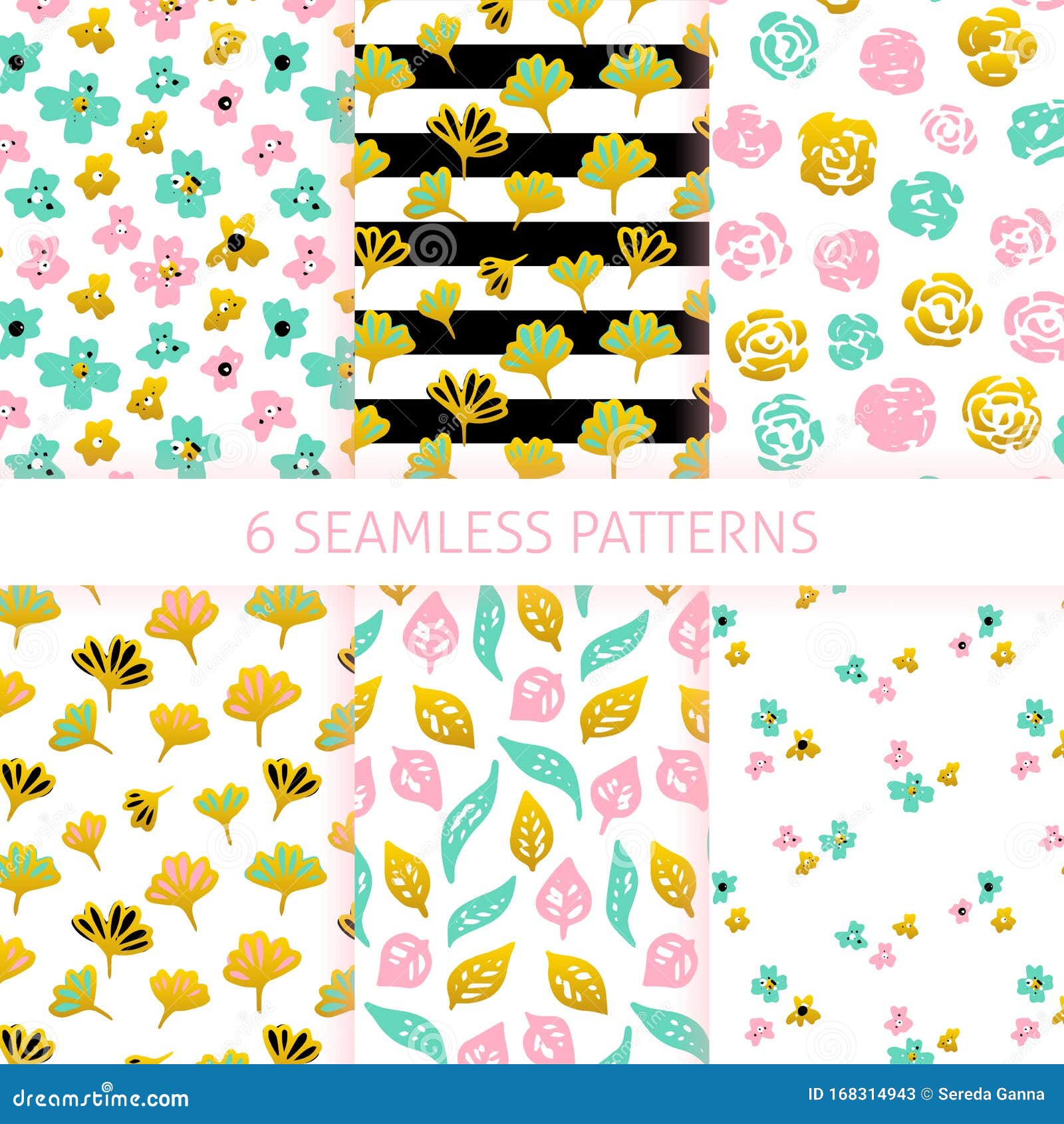 Flower Trendy Seamless Patterns Stock Vector - Illustration of baby ...
