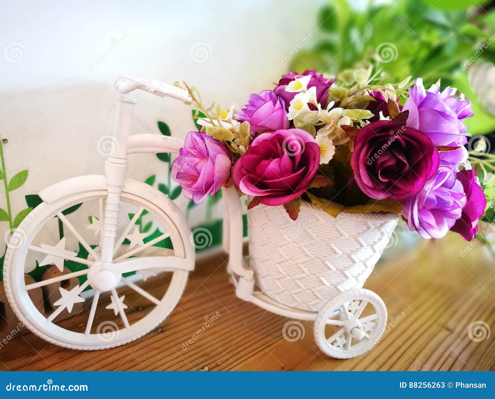 Flower in tricycle model stock image. Image of purple - 88256263