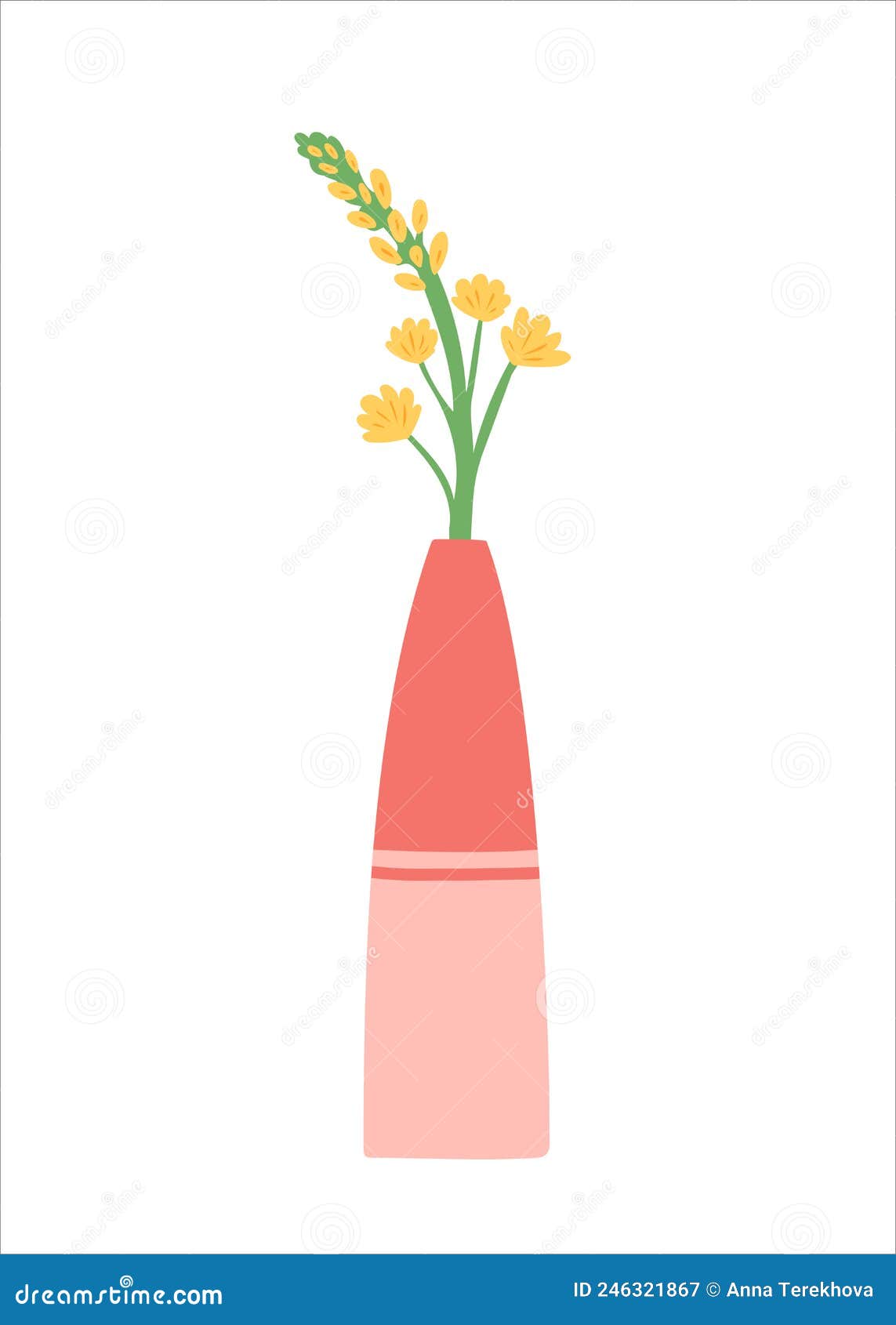 Flower in Vase, Simple Flat Design Vector Stock Vector - Illustration ...