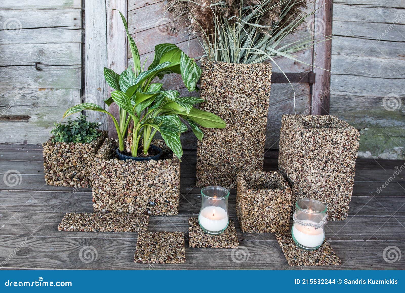 Flower Vases Made of Pebbles Stock Photo - Image of bowl, abstract ...