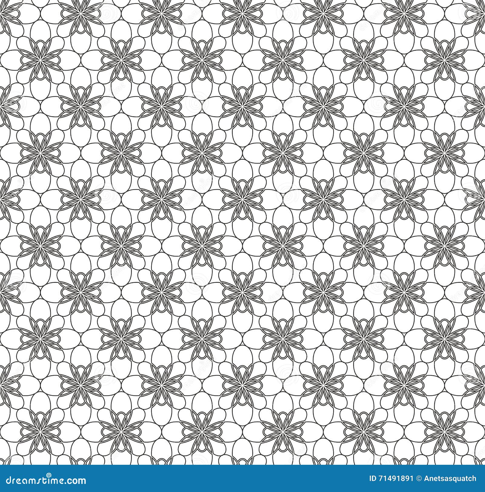 Flower Vector Black And White Contour Texture, Seamless | CartoonDealer ...