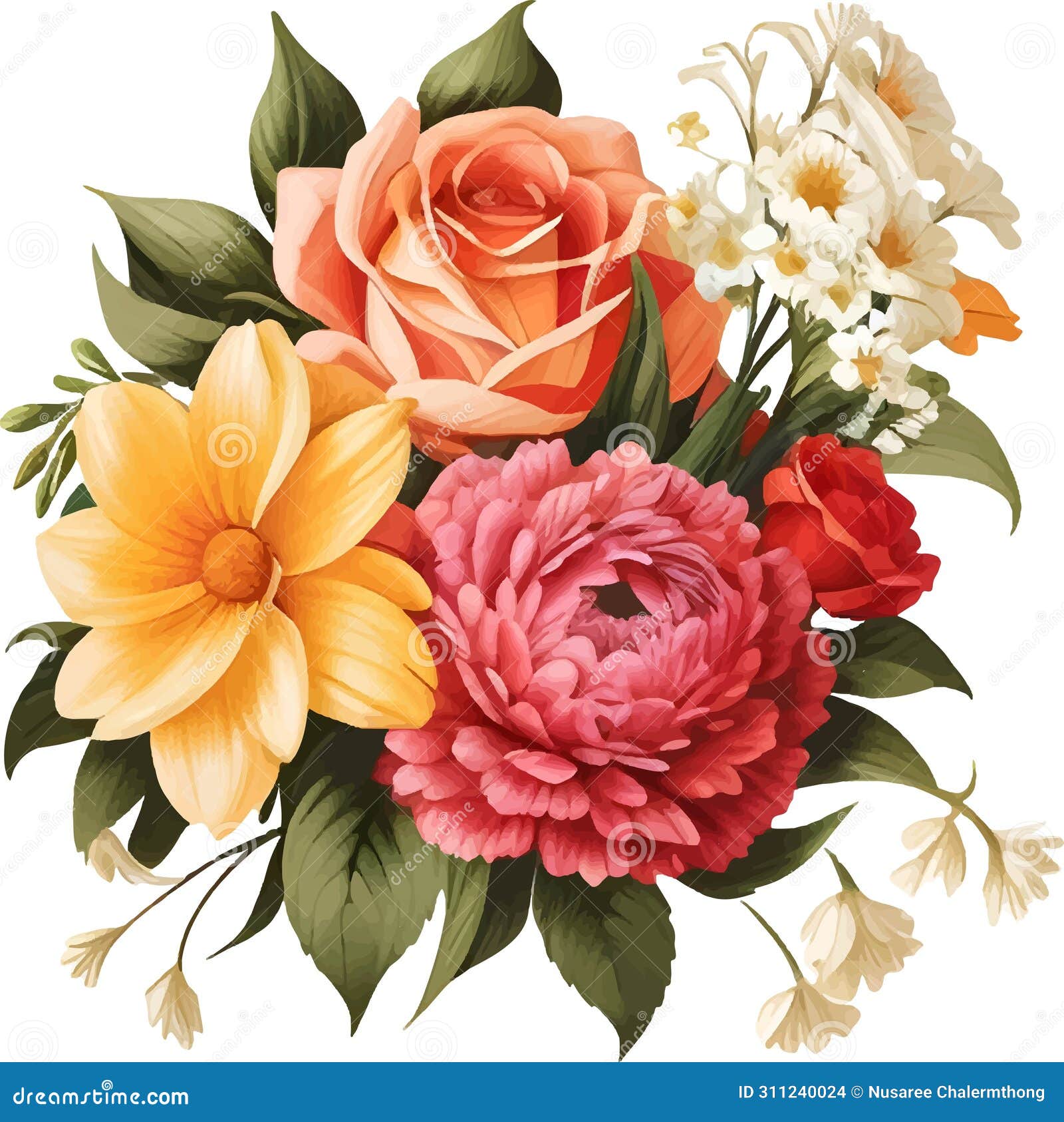 Flower Vector, Flower Bunch, Bundle, Botanical, Panicle Illustration ...